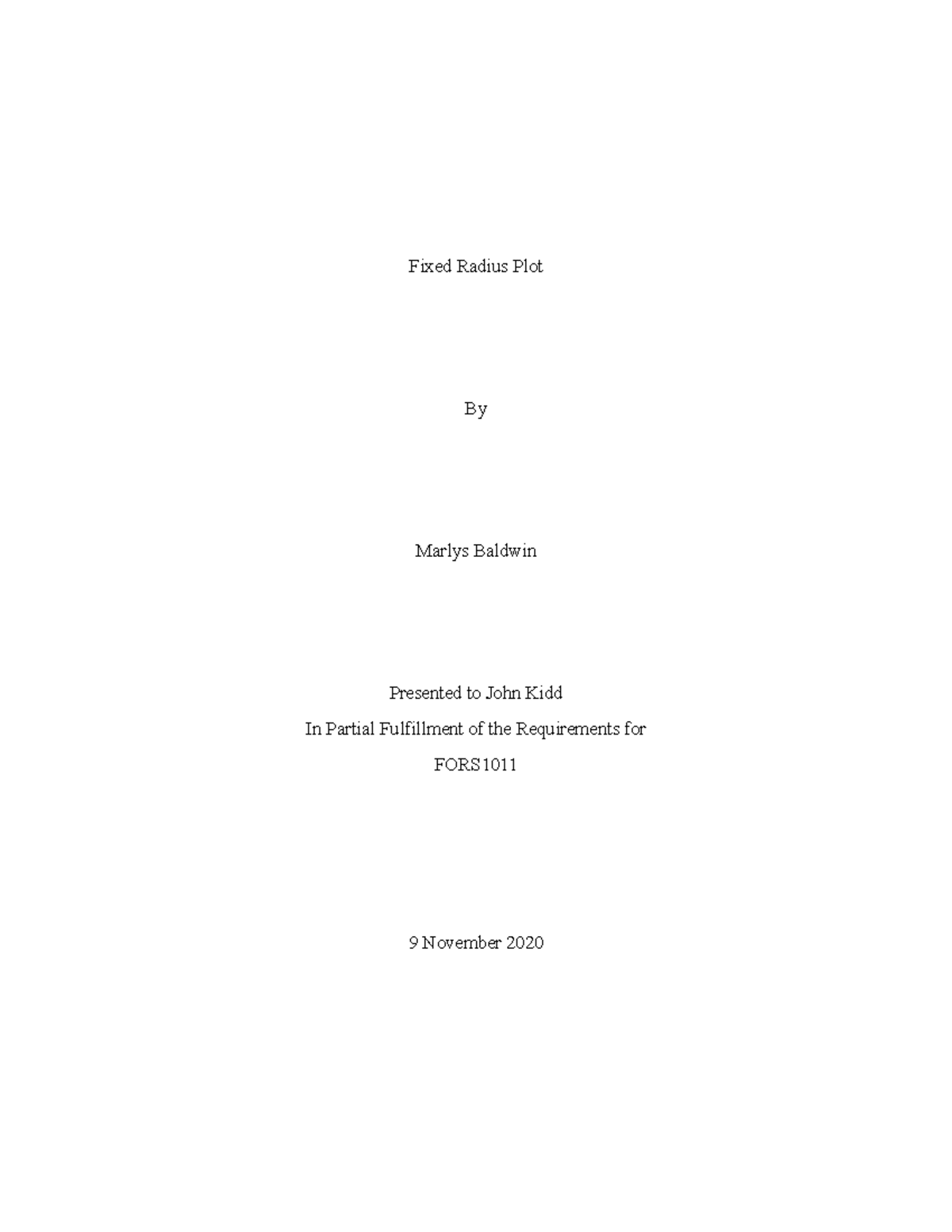 FORS1311 Fixed Radius Plot Technical Report Nov2020 - Fixed Radius Plot ...