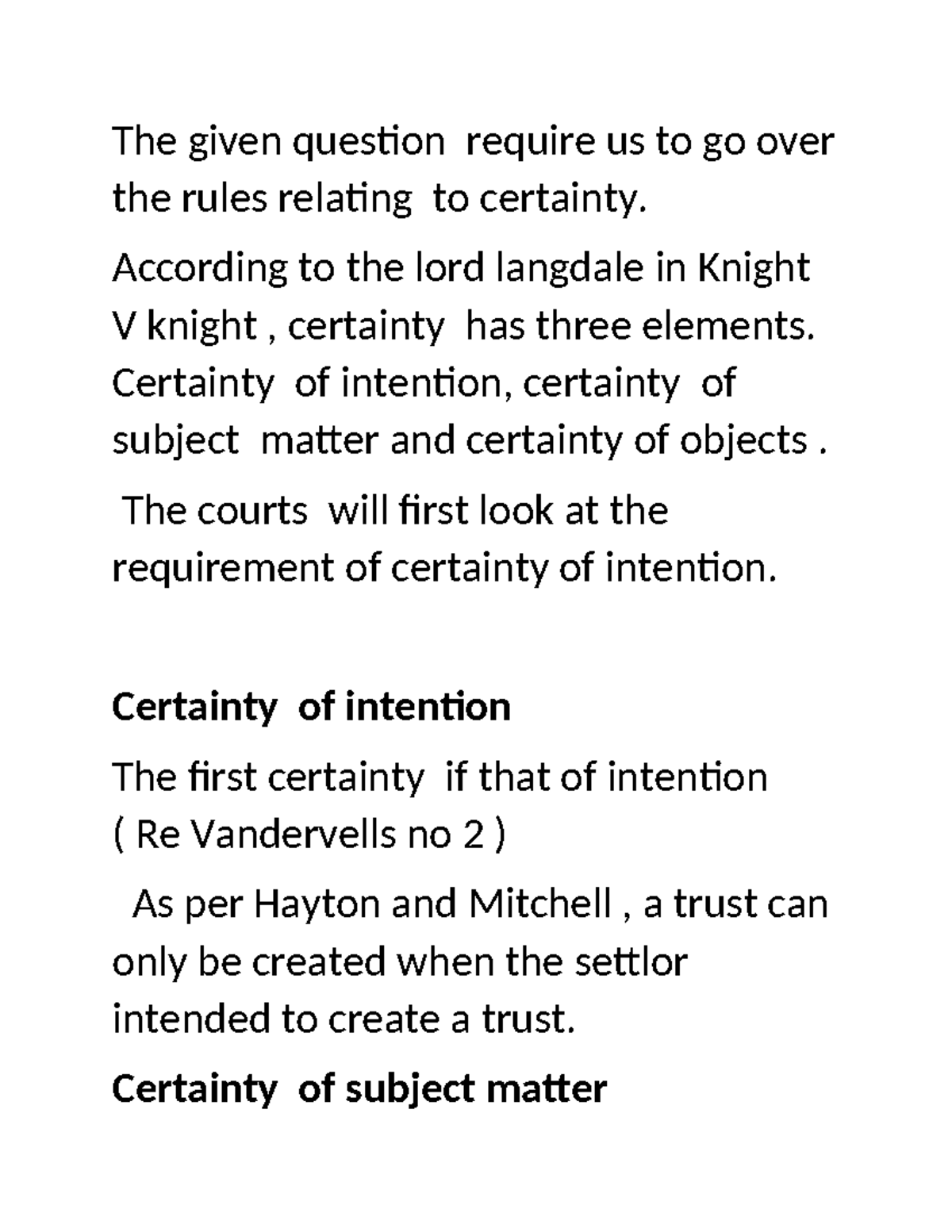 Arnold Question Certainty - The given question require us to go over ...