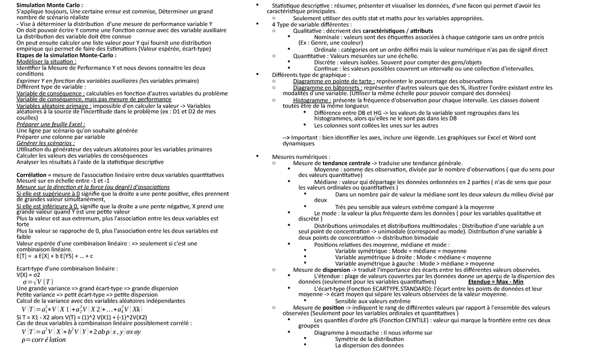 Feuille Cours - Analytique - Statistique descriptive : résumer ...