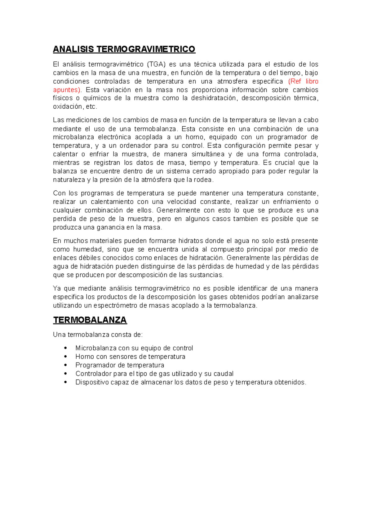 PEC 4-5 - ANALISIS TERMOGRAVIMETRICO El análisis termogravimétrico (TGA ...