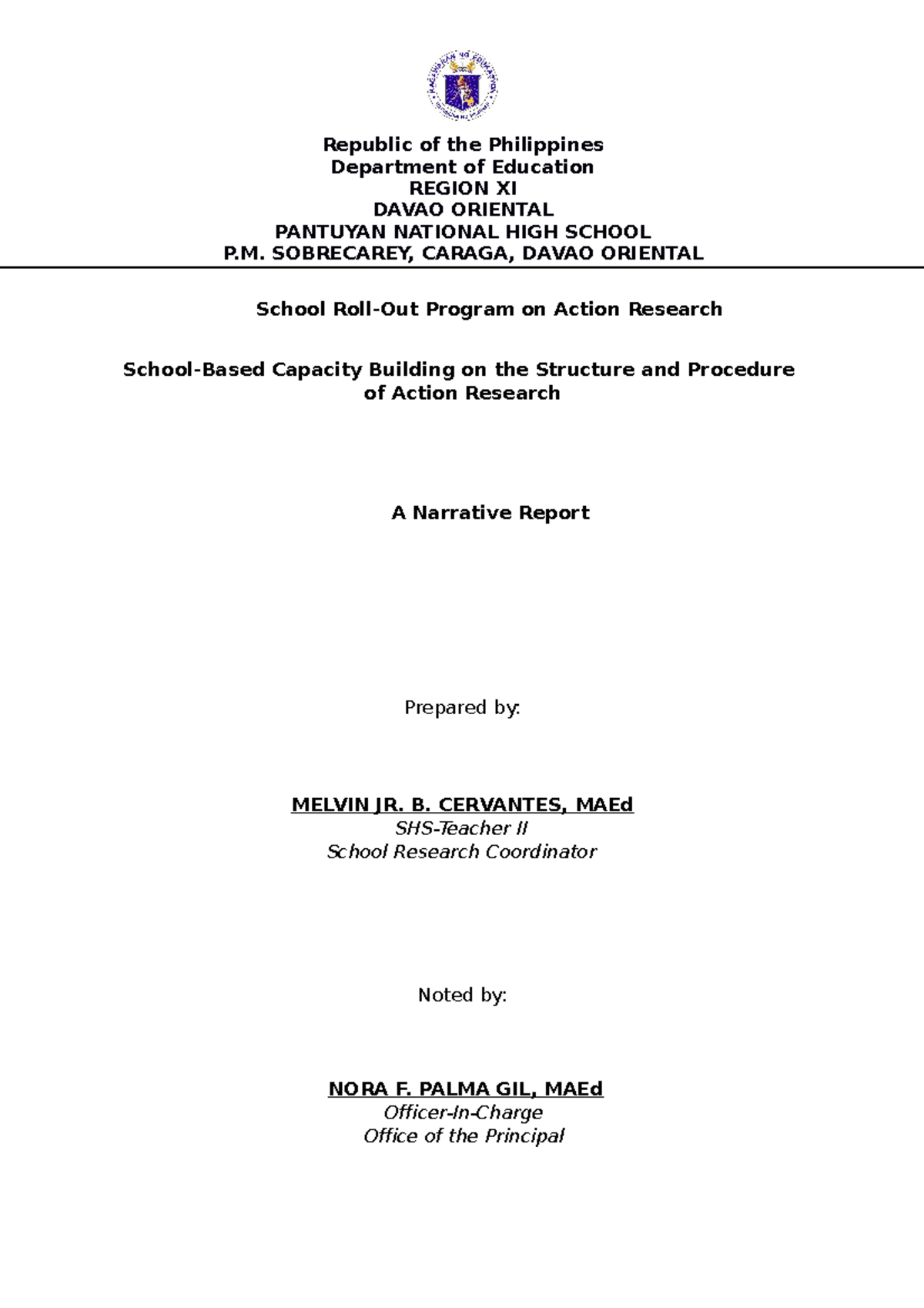 Action research narrative report - Republic of the Philippines ...