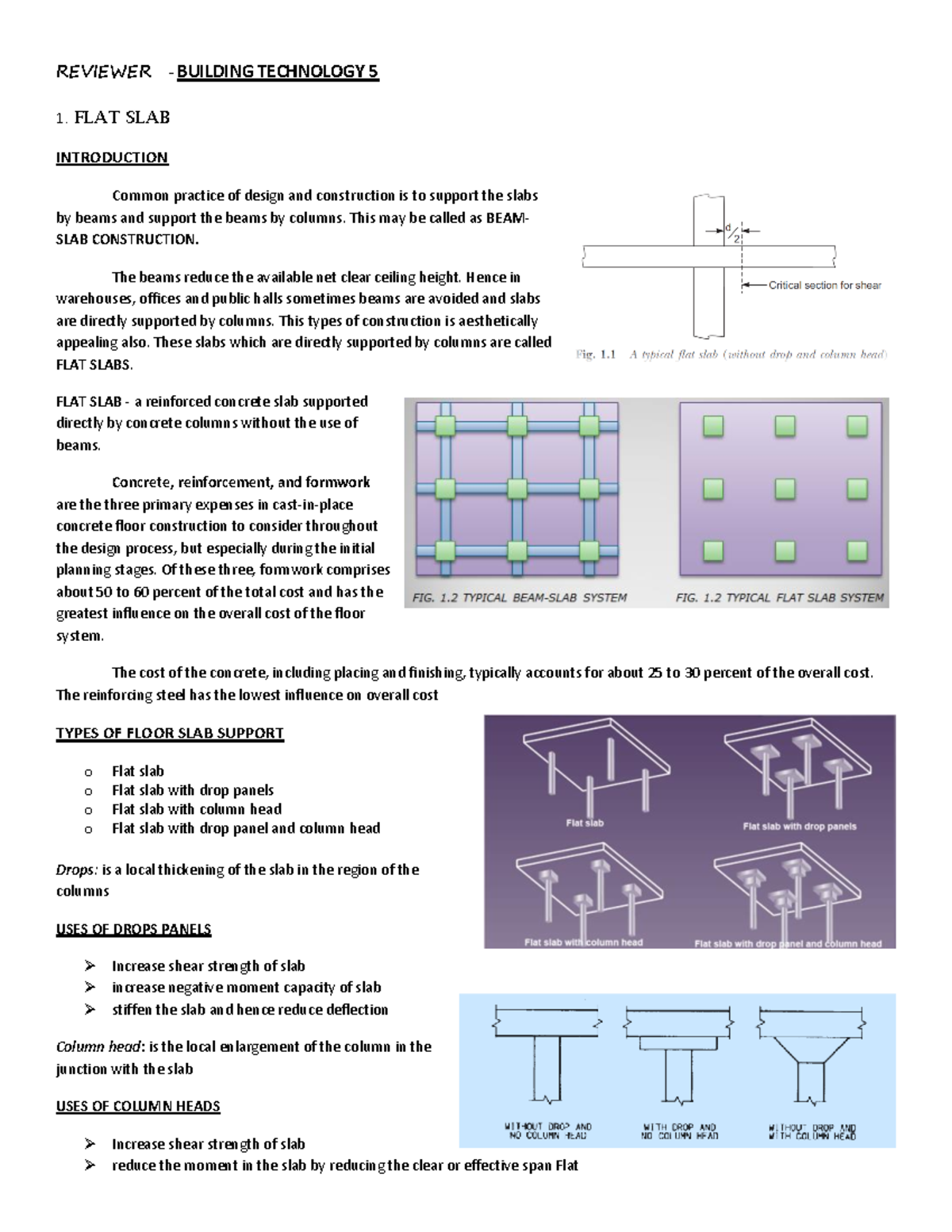 Vdocuments - REVIEWR - REVIEWER - BUILDING TECHNOLOGY 5 1. FLAT SLAB ...