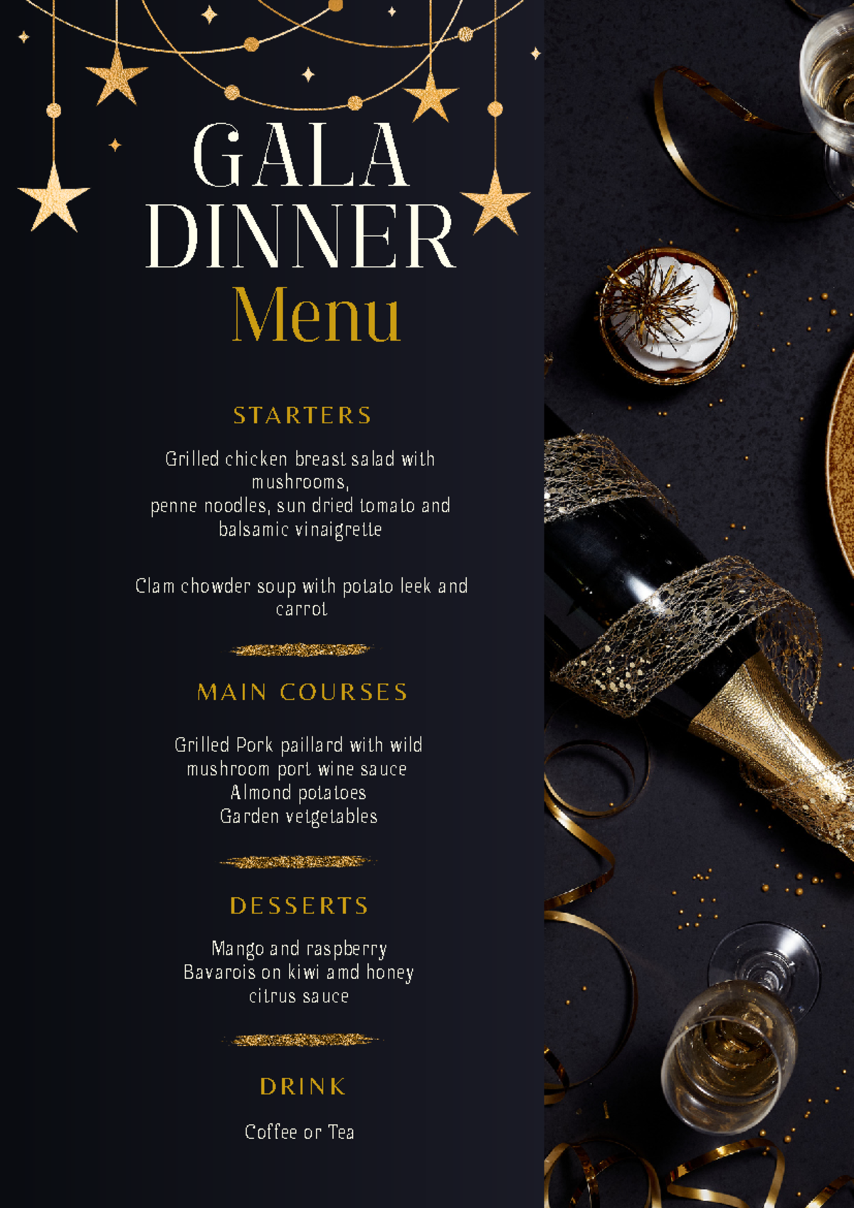 GALA Dinner 5 - asdad - GALA DINNER Menu S T A R T E R S Grilled ...