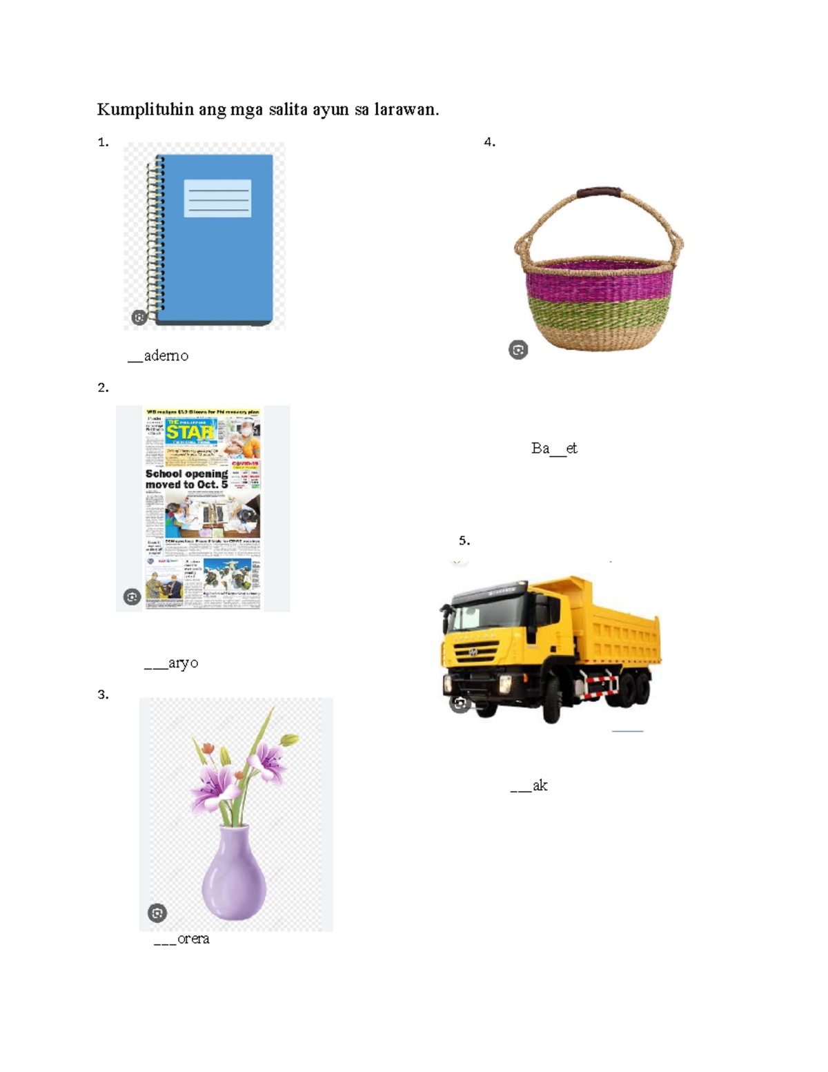 Kumplituhin ang mga salita ayun sa larawan - Internet and Computer ...