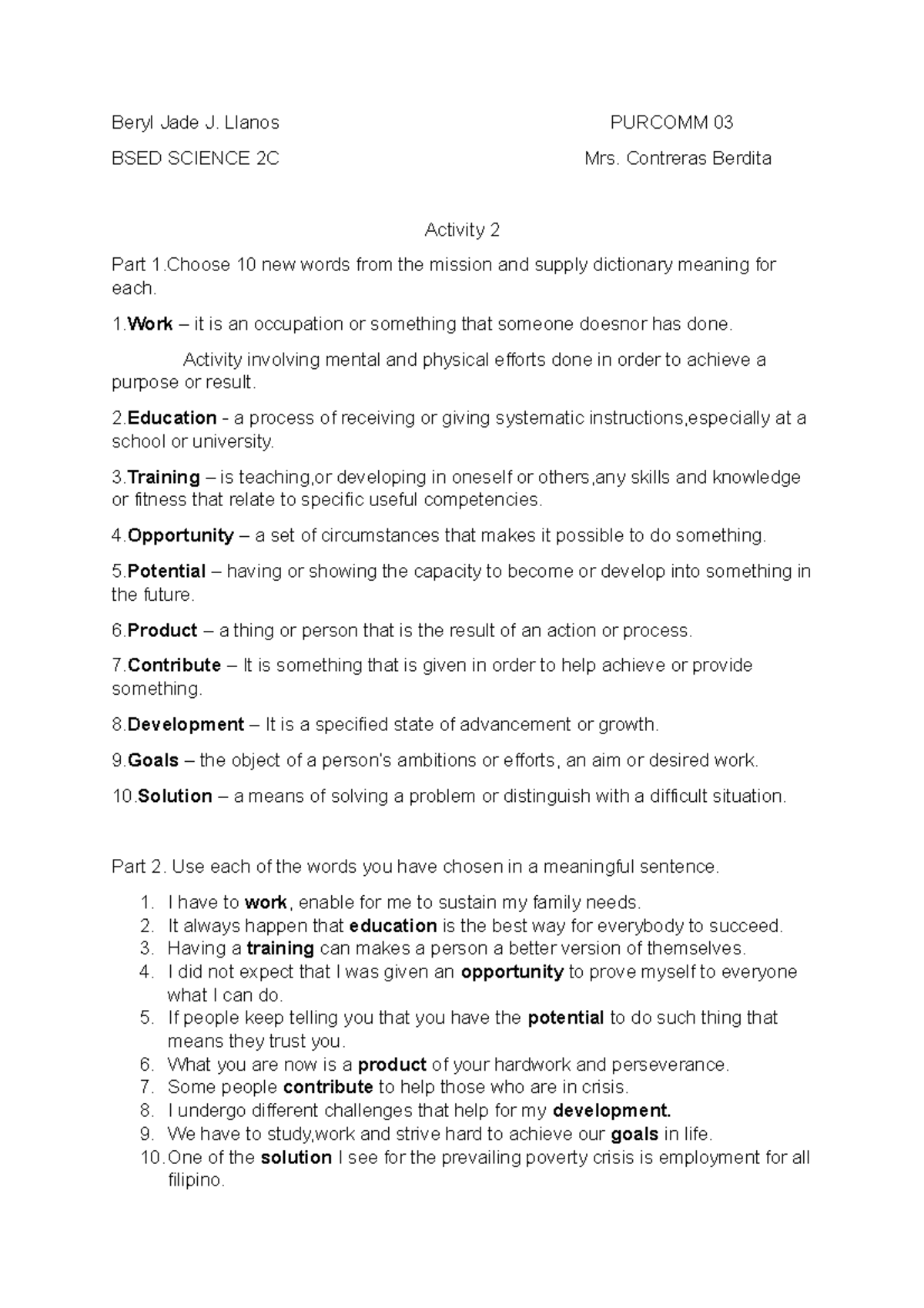Llanos,Beryl Jade Activity 2 - Beryl Jade J. Llanos PURCOMM 03 BSED ...