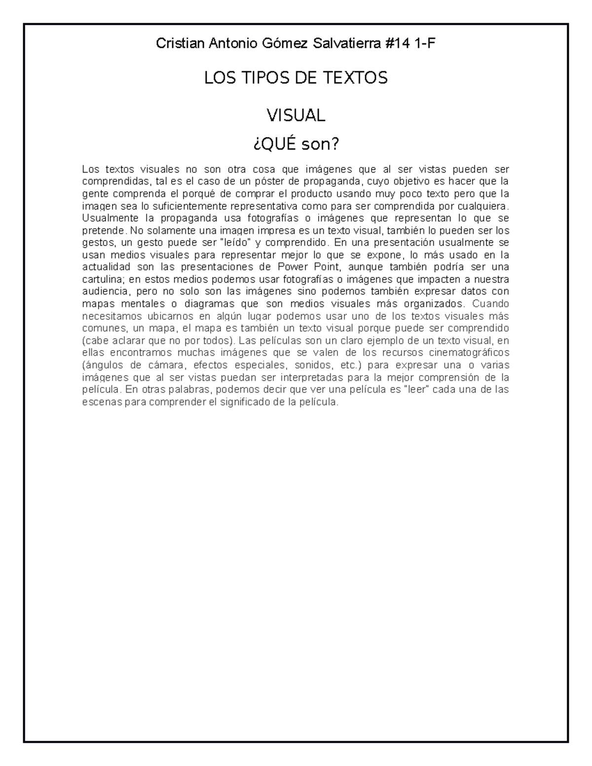 LOS Tipos DE Textos ( Visual) - Cristian Antonio Gómez Salvatierra #14 ...