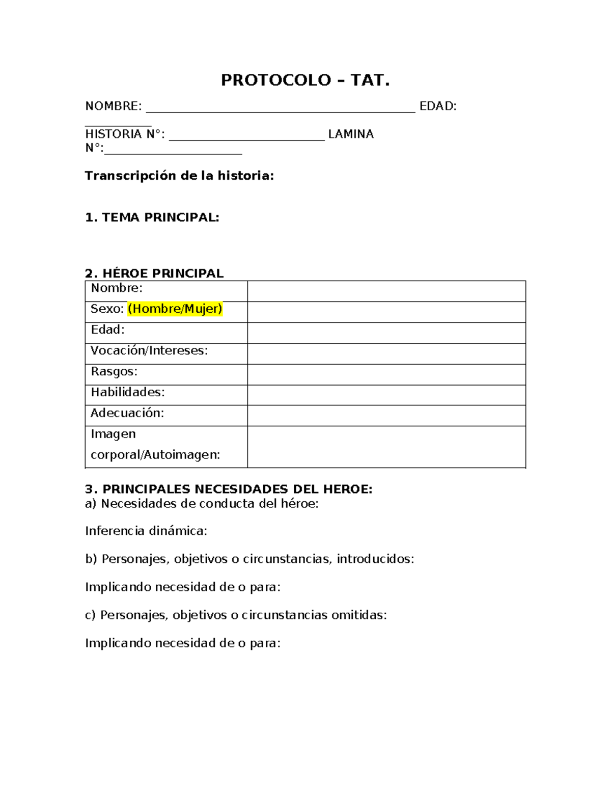 Protocolo TAT - PROTOCOLO – TAT. NOMBRE: _____________________________________________ EDAD ...