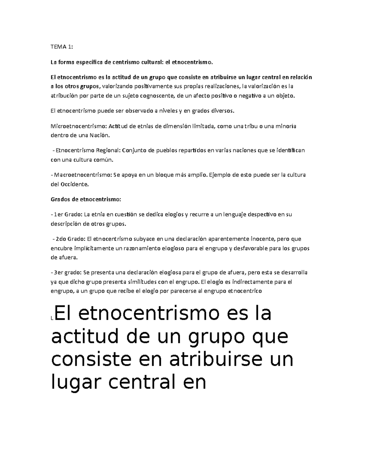 Resumen Antropologia - TEMA 1: La forma específica de centrismo ...