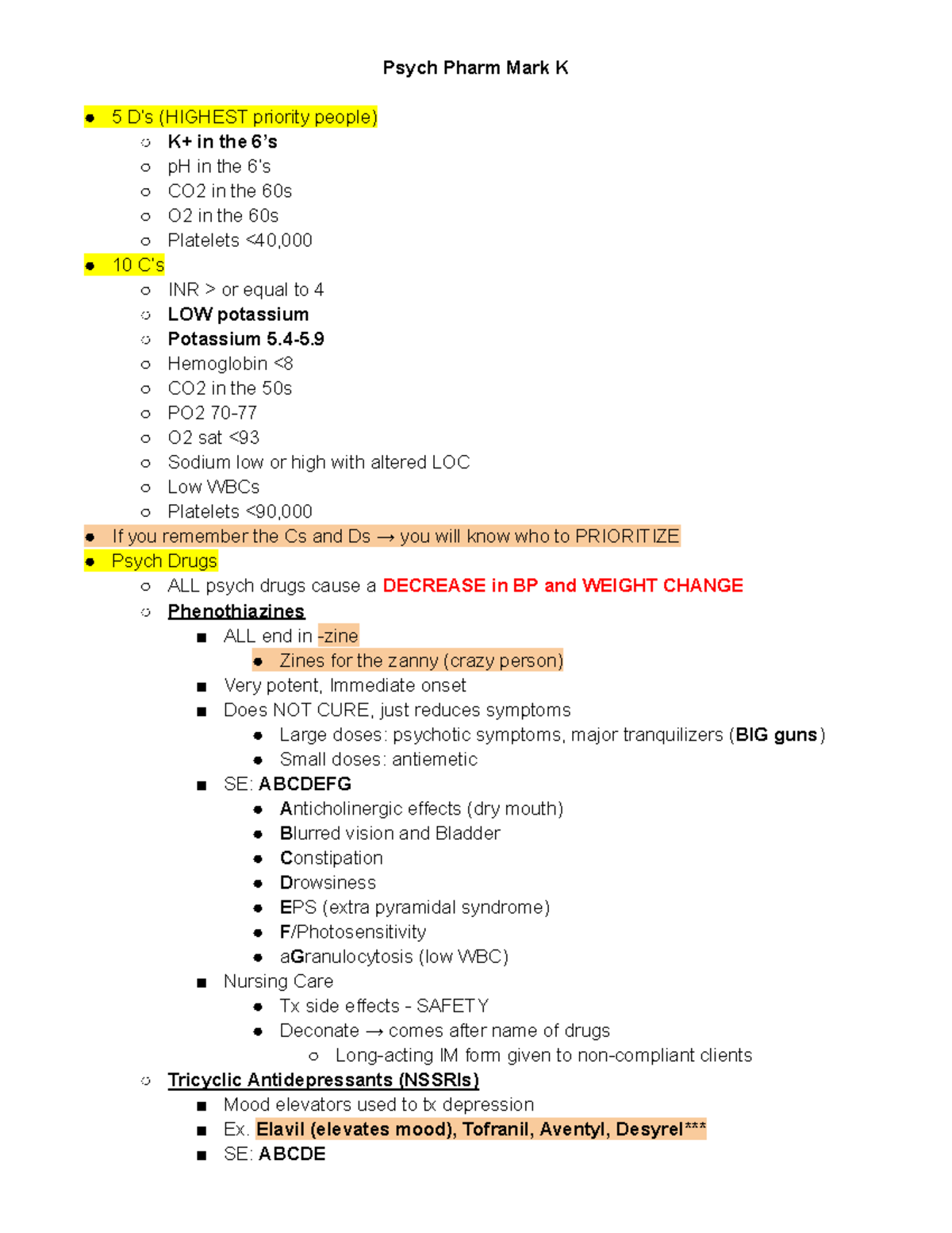 Psych Pharm Mark K - these are Mark K lecture notes - Psych Pharm Mark ...
