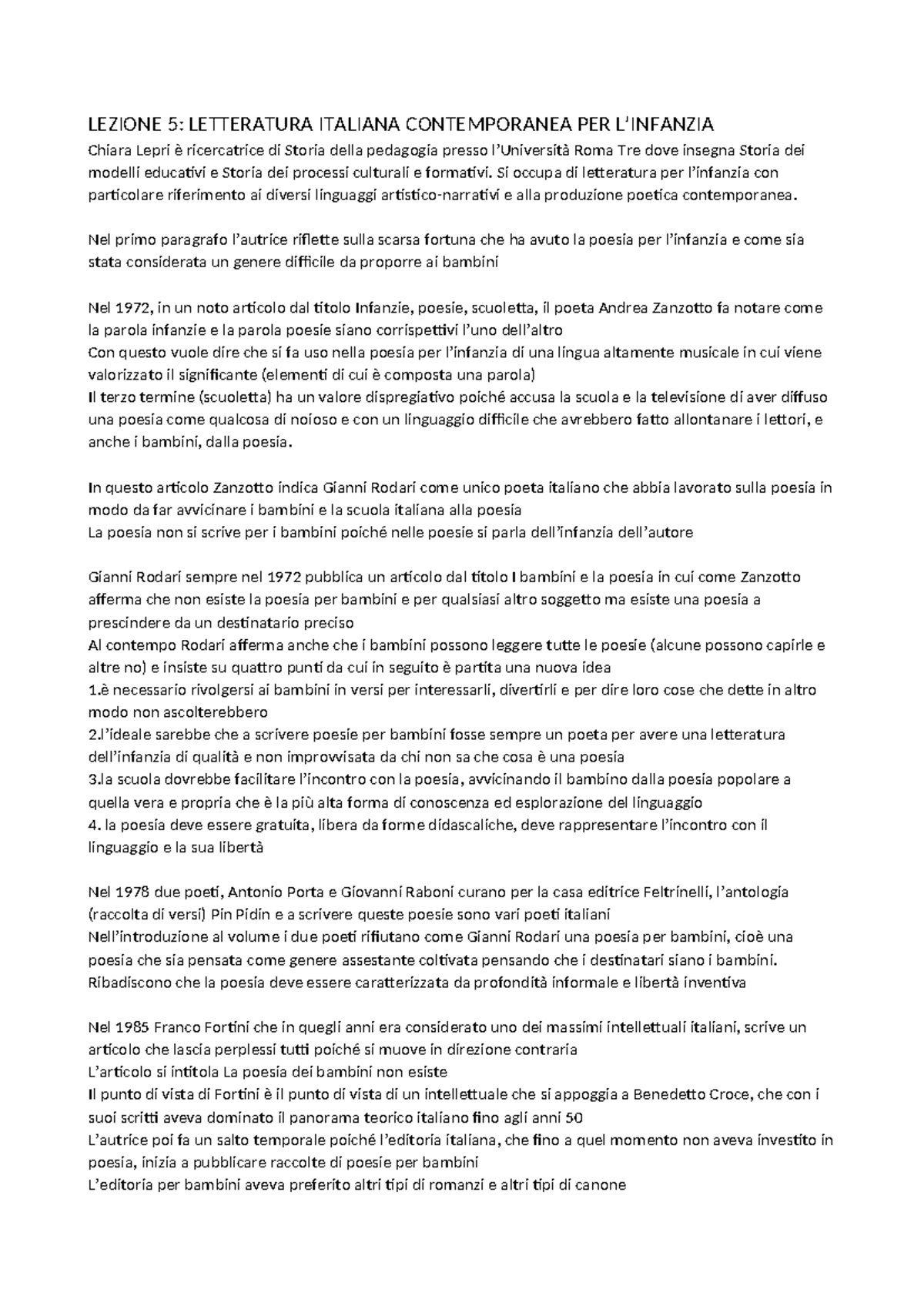 Lezione 5 letteratura - appunti - LEZIONE 5: LETTERATURA ITALIANA ...