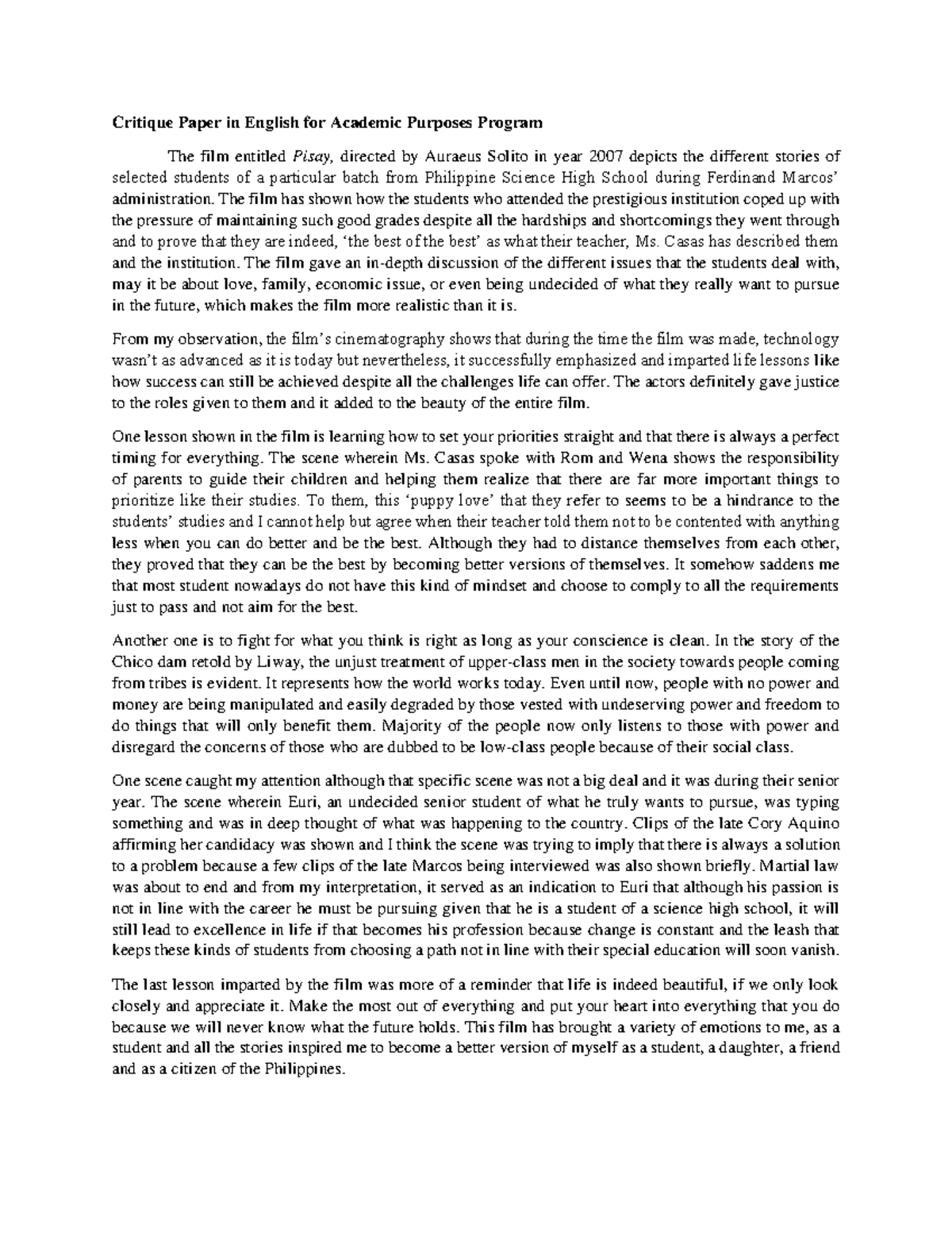 Pisay Critique Paper About The Short Film Critique Paper In English pisay-critique-paper-about-the-short-film-critique-paper-in-english