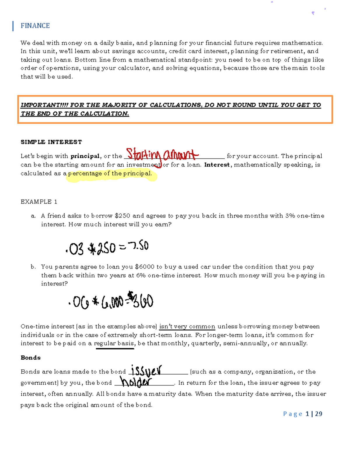 Financenotesfillable 0 - FINANCE We deal with money on a daily basis ...