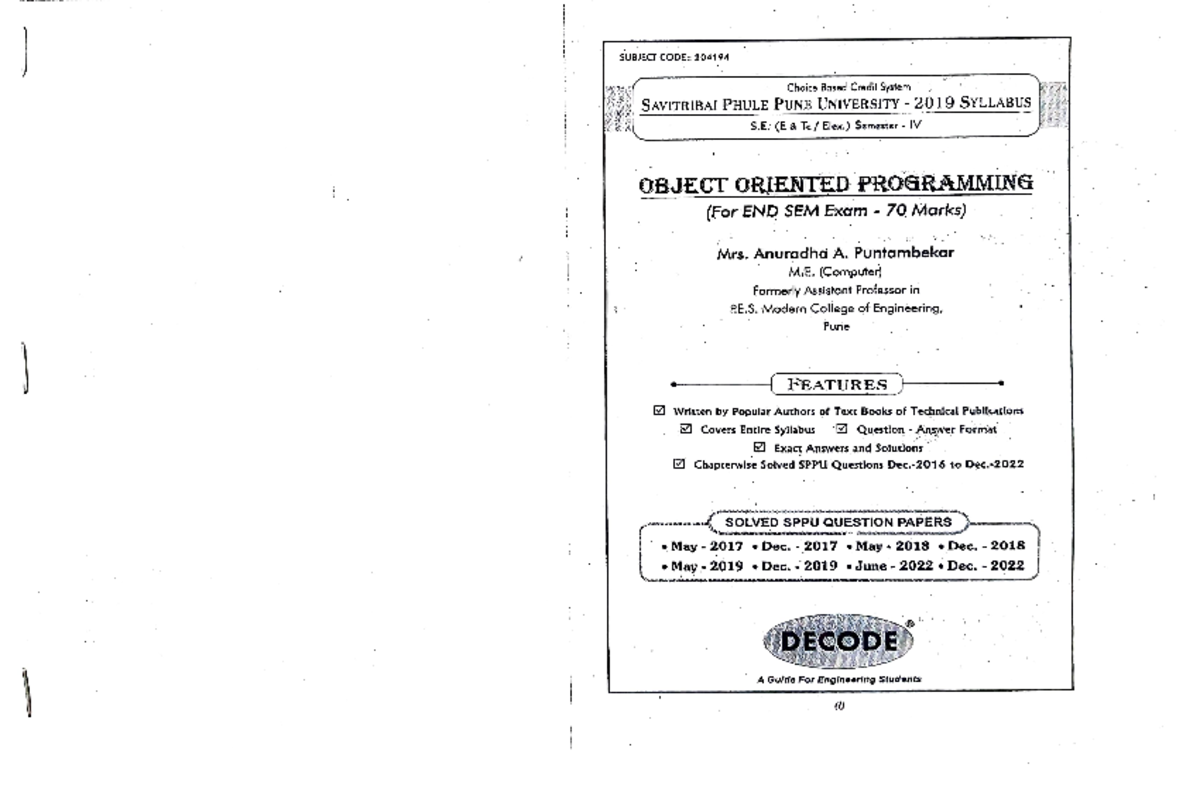 Oop decode - Information technology - Studocu