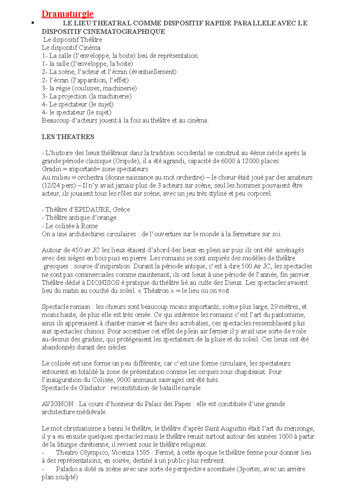 Dramaturgie - Cinema - Dramaturgie LE LIEU THEATRAL COMME DISPOSITIF ...