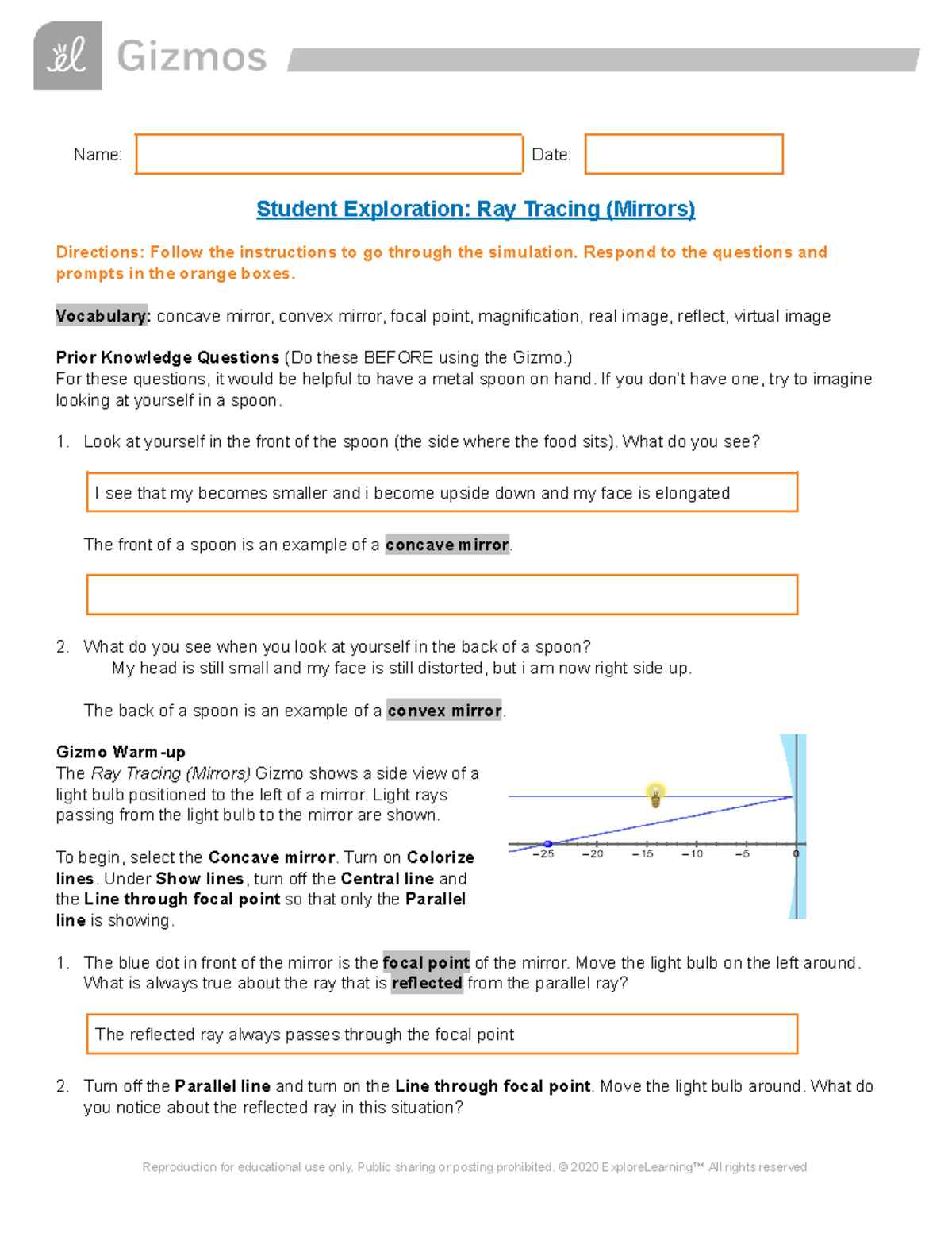 Copy of Copy of Ray Tracing Mirrors SE - SCILIVSY 20 - Harvard - Studocu