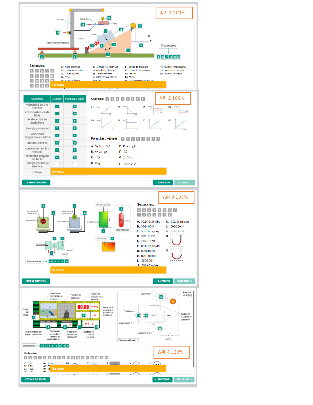 APIS 1 2 3 Y 4 Fisica - Física - API 1 100% API 2 100% API 3 100% API 4 ...