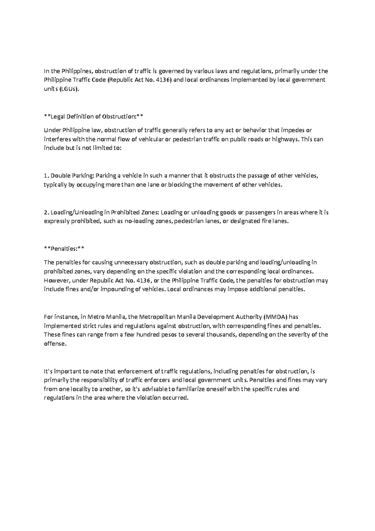 Legal definition and what constitutes an obstruction in the Philippines ...