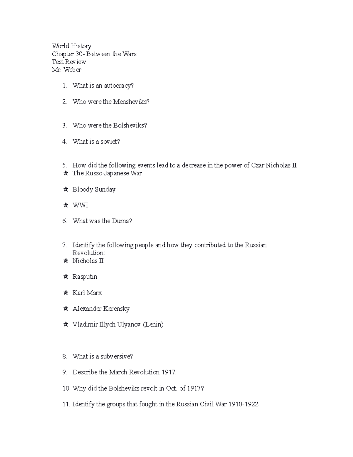 Ch 30 rev - gfdvdfvbdfb - World History Chapter 30- Between the Wars ...