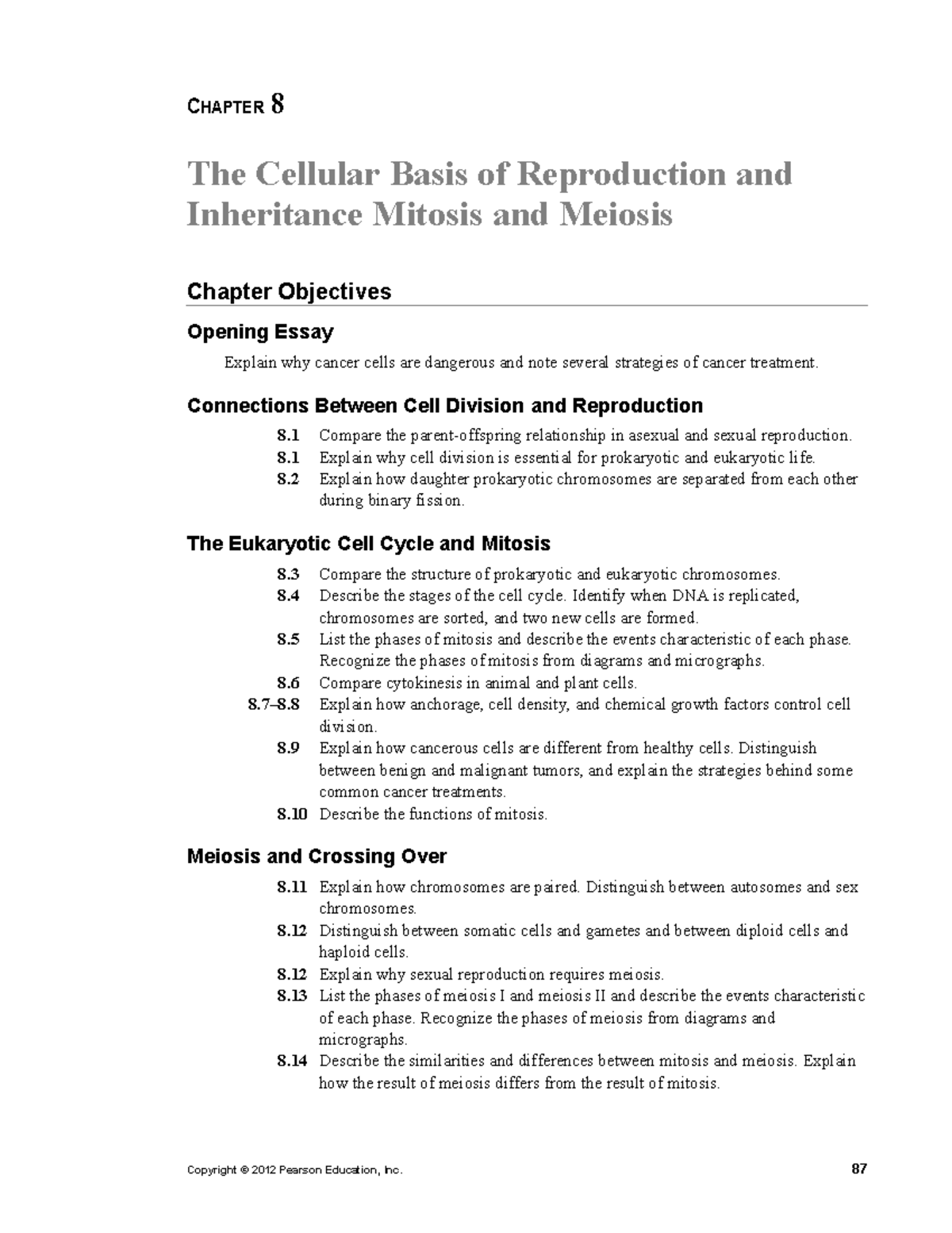 Chapter 8 study guide - C HAPTER 8 The Cellular Basis of Reproduction ...