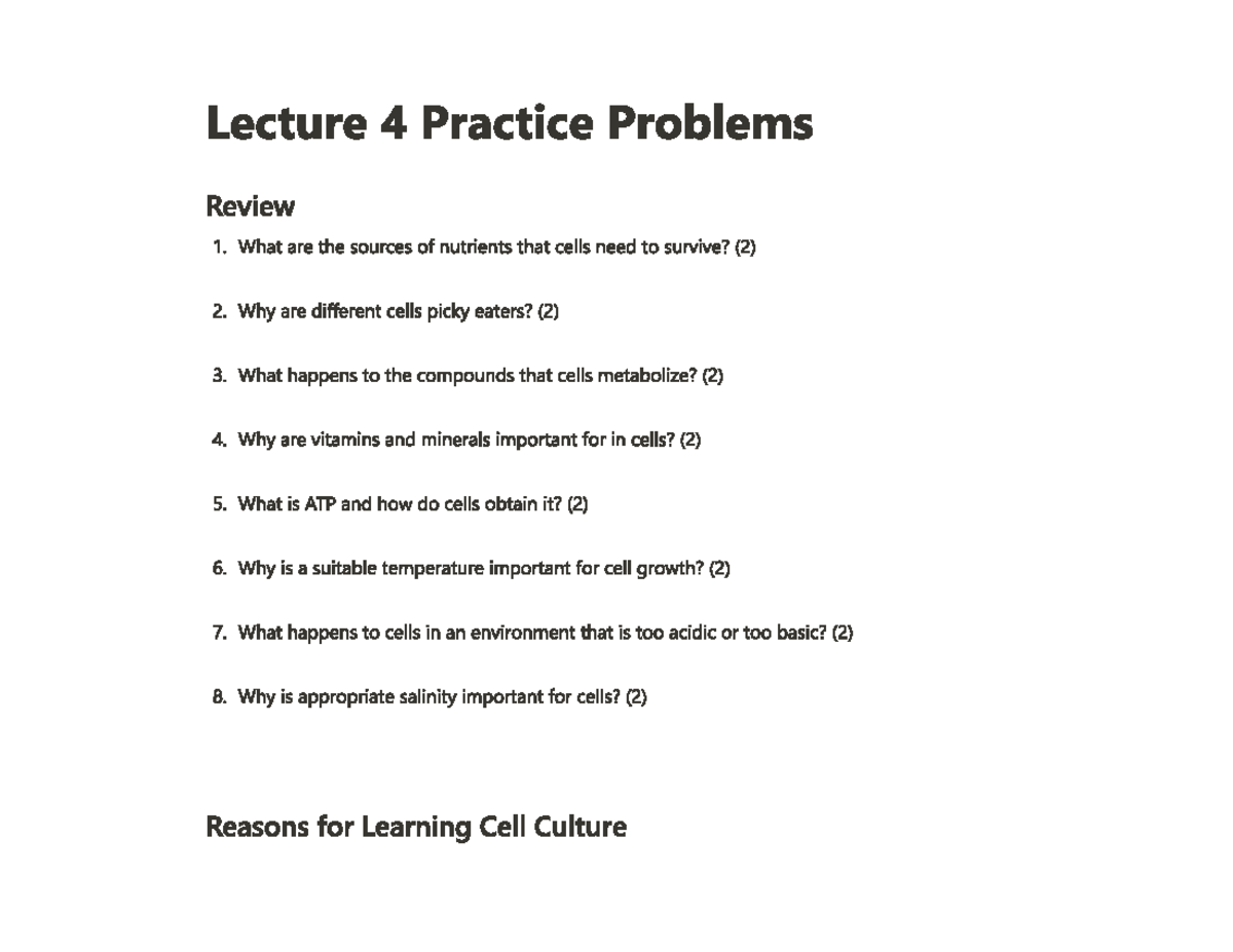 CHBE 221 Lecture 4 Practice Problems - CHBE 221 - Studocu