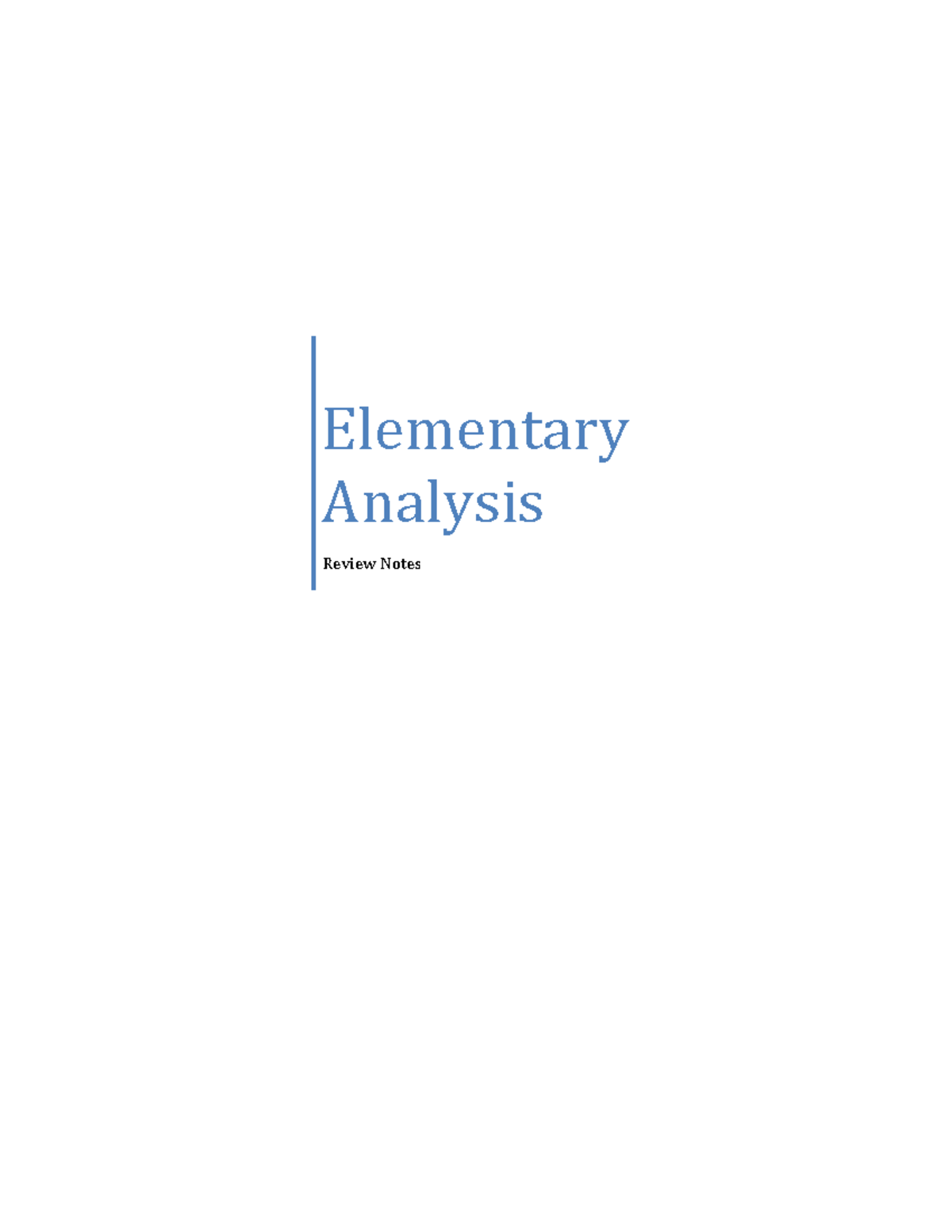 Math 50 Series Reviewer - Elementary Analysis Review Notes Table of ...