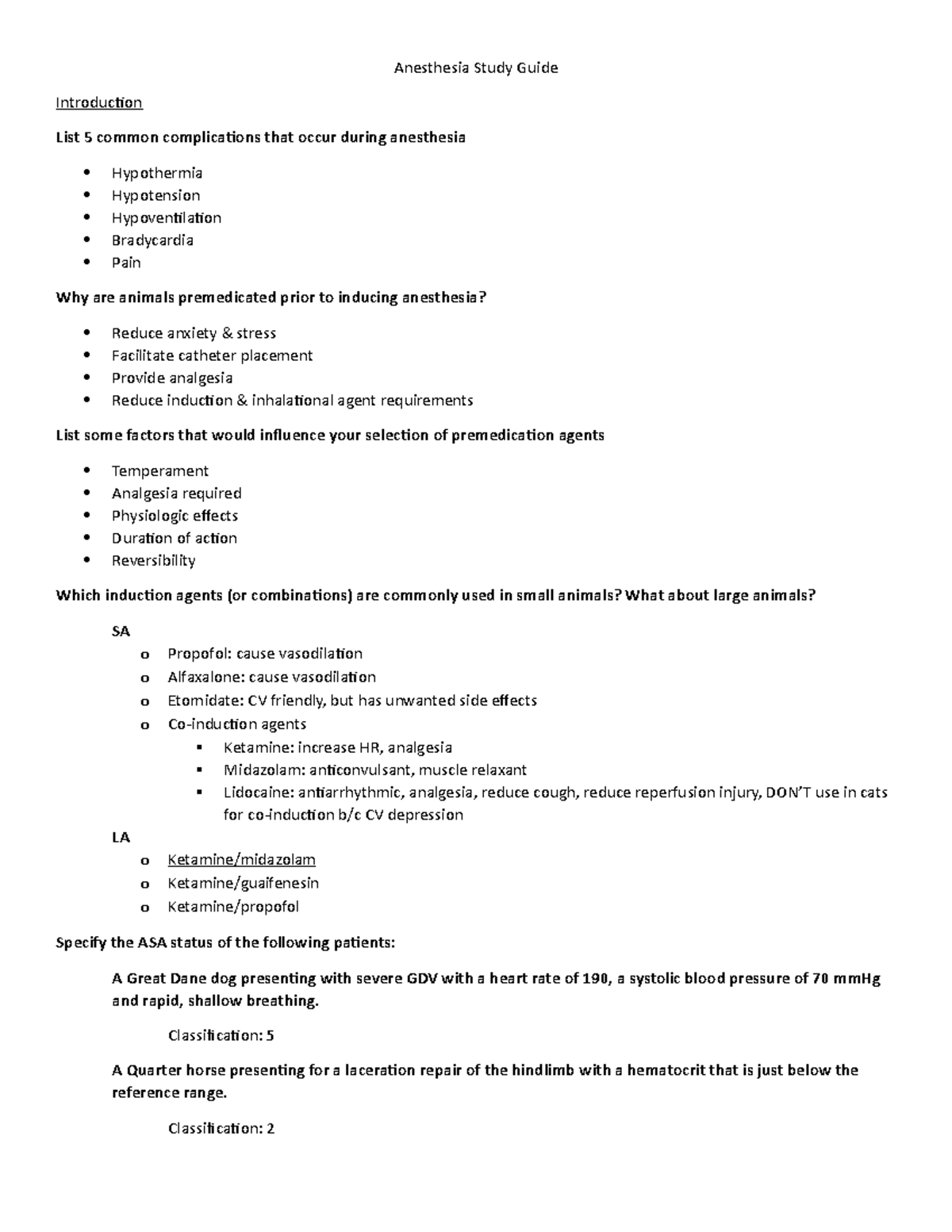 Anesthesia Study Guide - Anesthesia Study Guide Introduction List 5 ...
