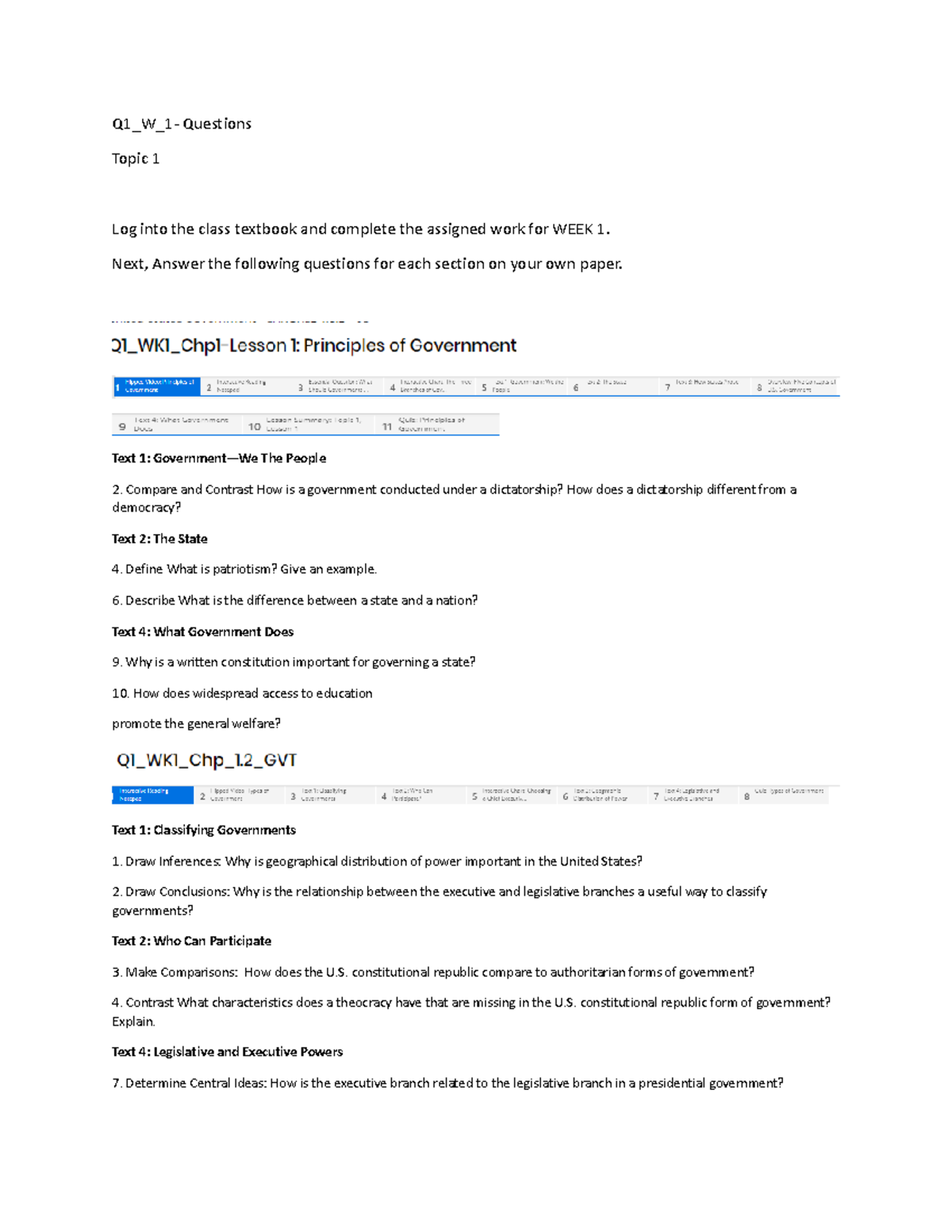 Q1 WK1 Questions - Q1_W_1- Questions Topic 1 Log into the class ...