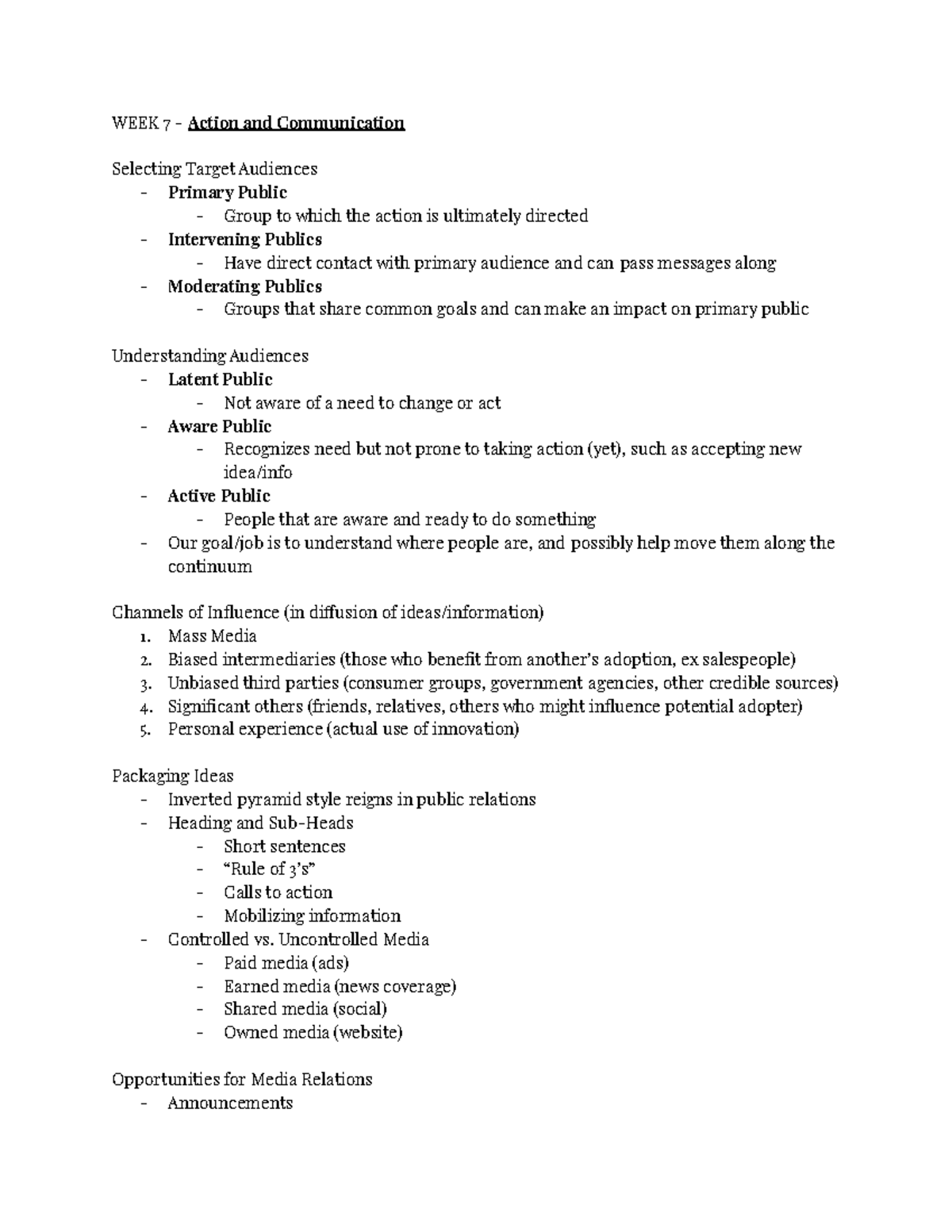 Action and Communication Notes - WEEK 7 - Action and Communication ...