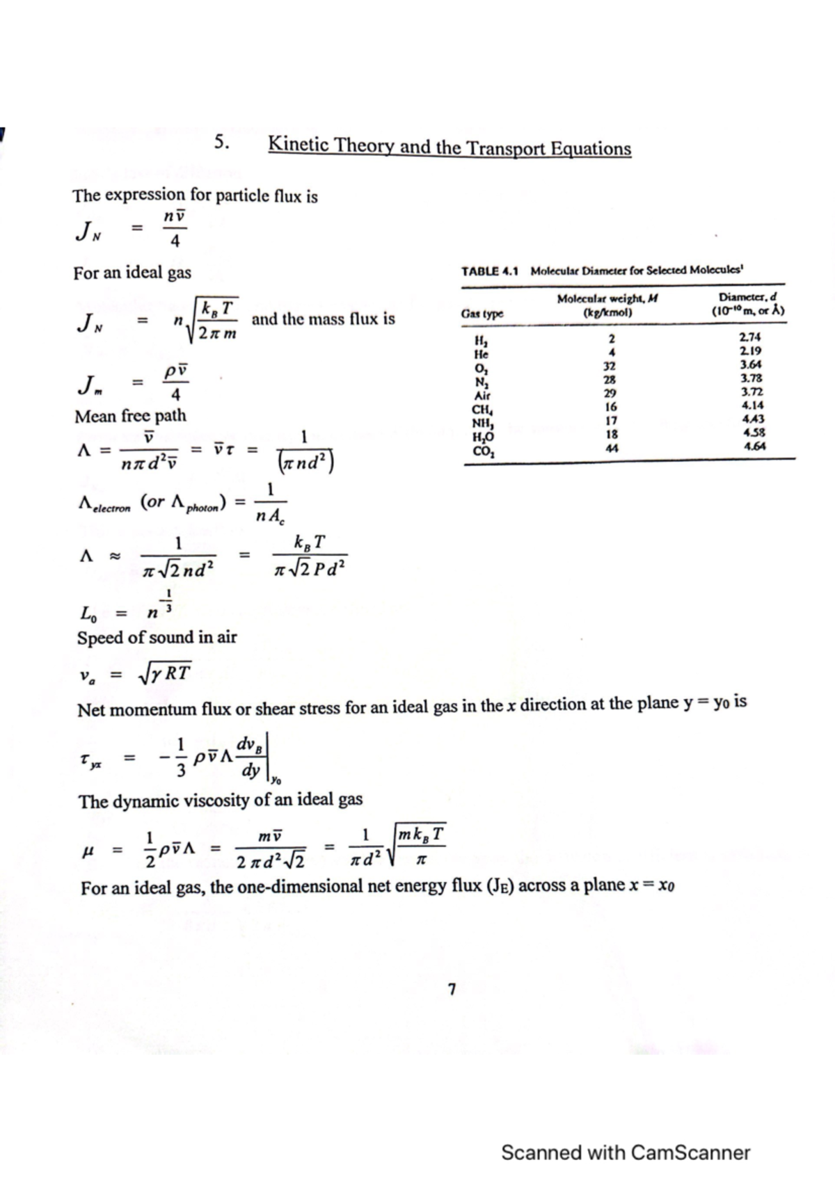 ME 508 Intro Formulas Part-5 - 5. Kinetic Theory and the Transport ...