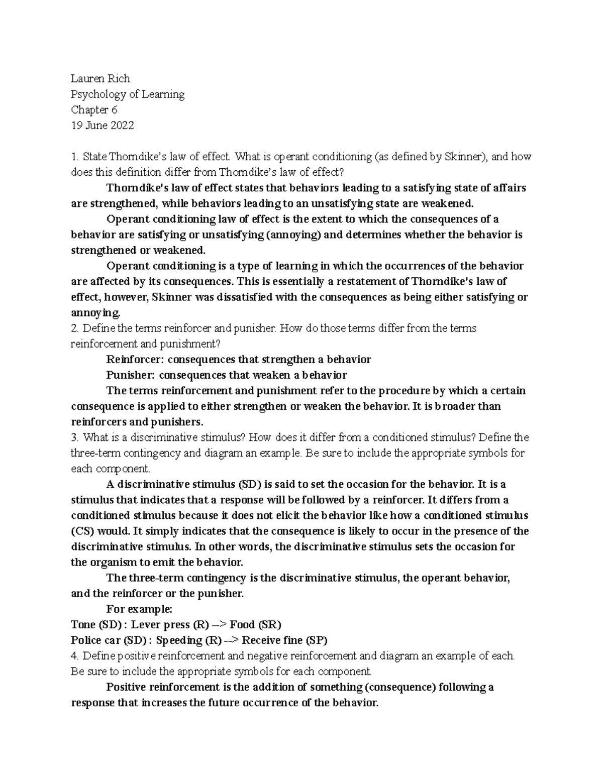 Ch. 6 - Carolyn Ritchey; questions and answers to chapter 6 study ...