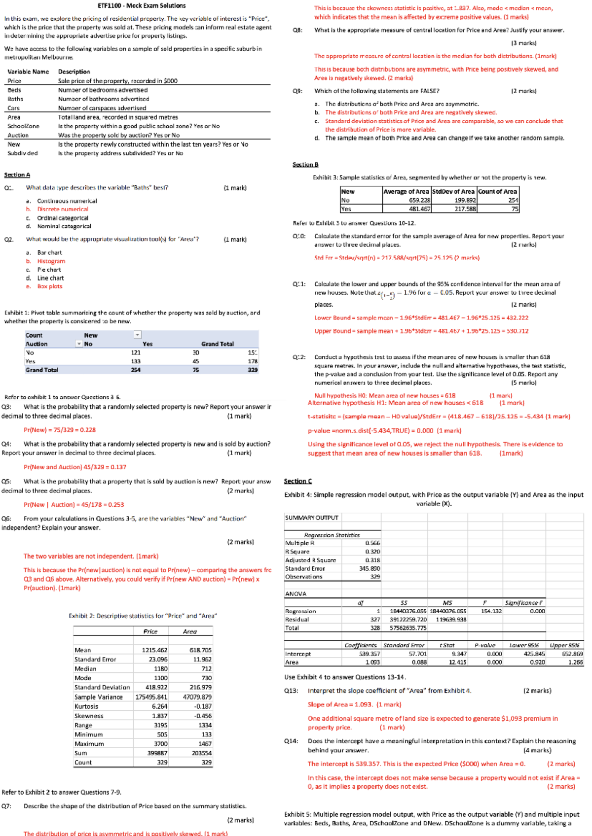 Bus stats cheat sheet - Summary Business Statistics - ETF1100 - Studocu