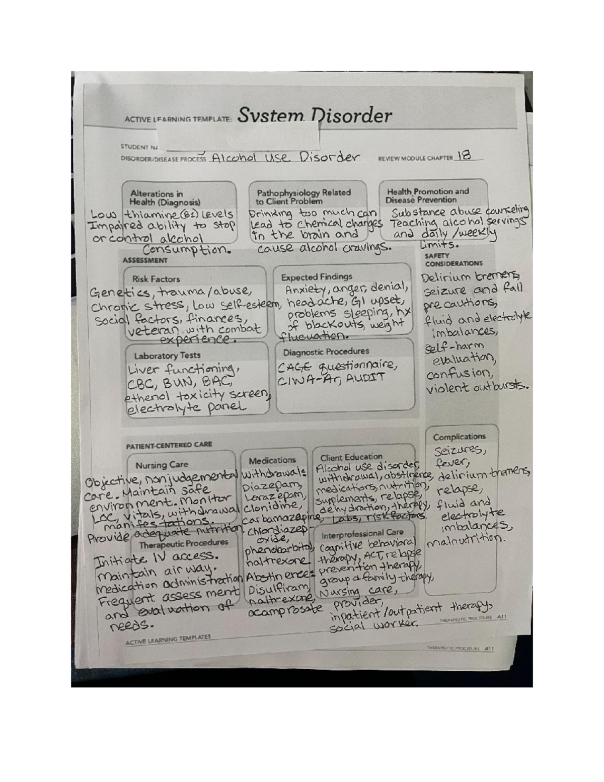 ATI ALT System Disorder Alcohol Use Disorder - NUR 384 - Studocu