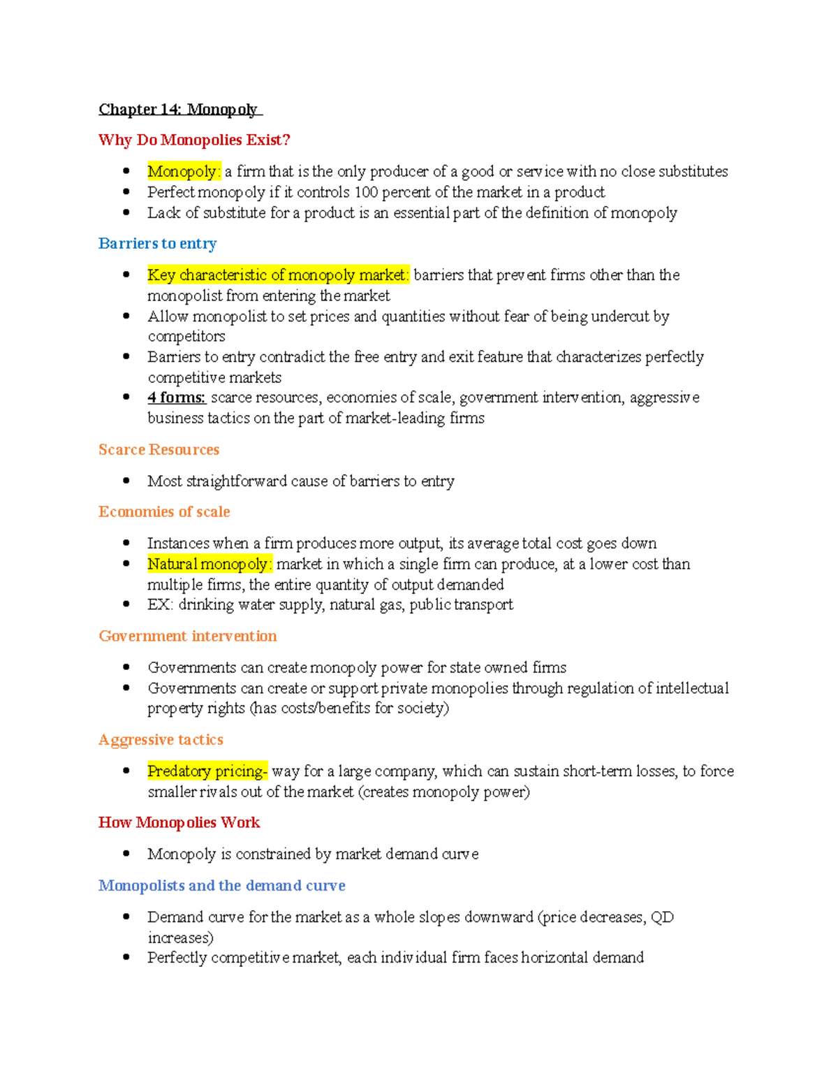 Microeconomics Chapter 14 - Chapter 14: Monopoly Why Do Monopolies ...
