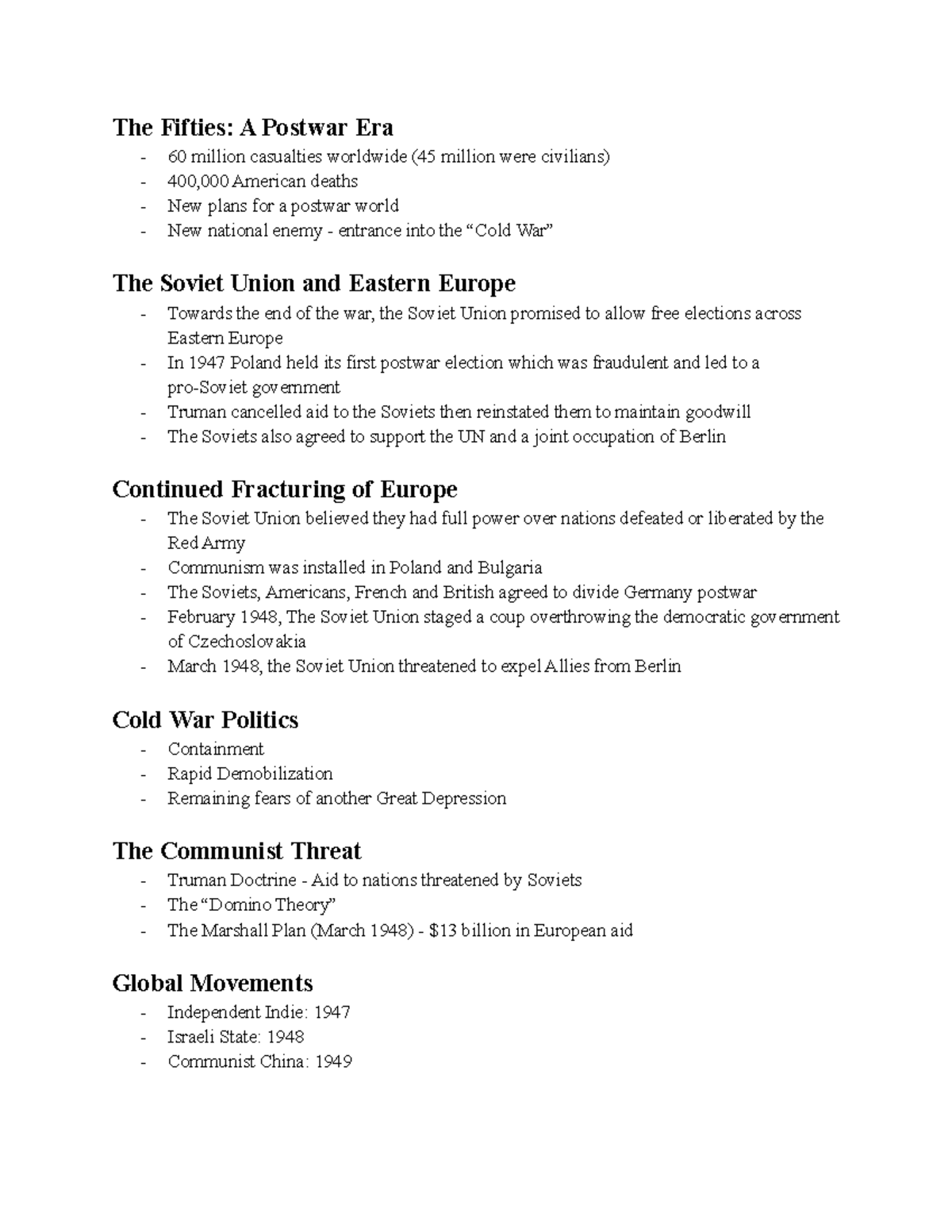 The Fifties A Postwar Era - Studocu