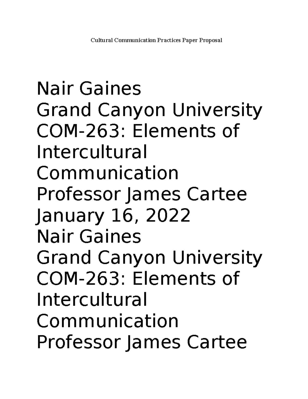 Cultural Communication Practices Paper Proposal - I dived into the ...