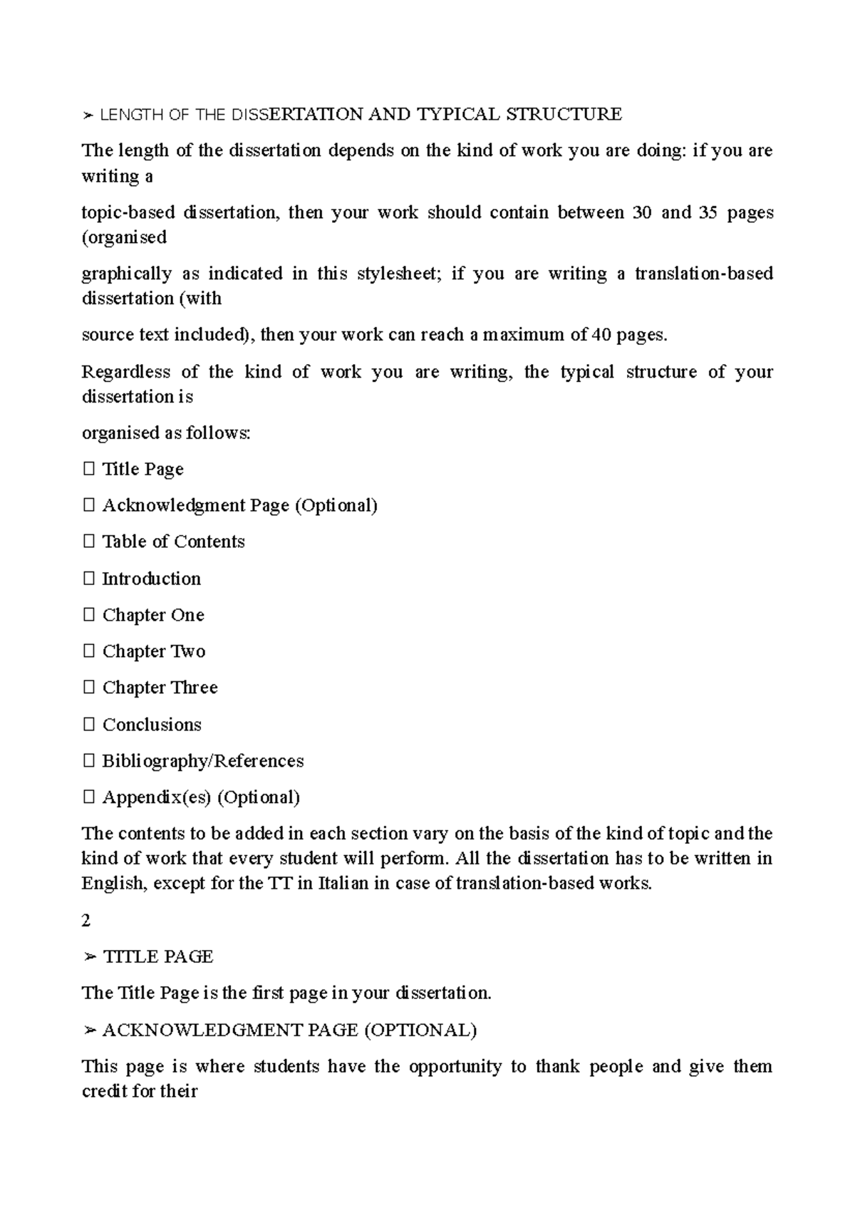 Dissertation AND Typical Structure - LENGTH OF THE DISSERTATION AND ...