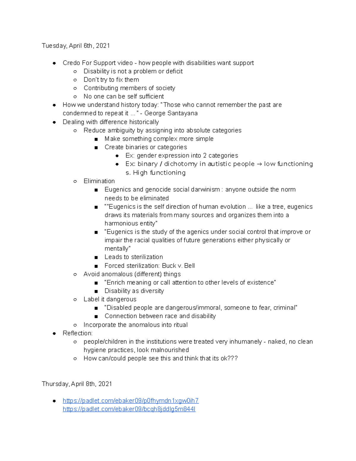 Week 9 CN Disability History - Tuesday, April 6th, 2021 Credo For ...