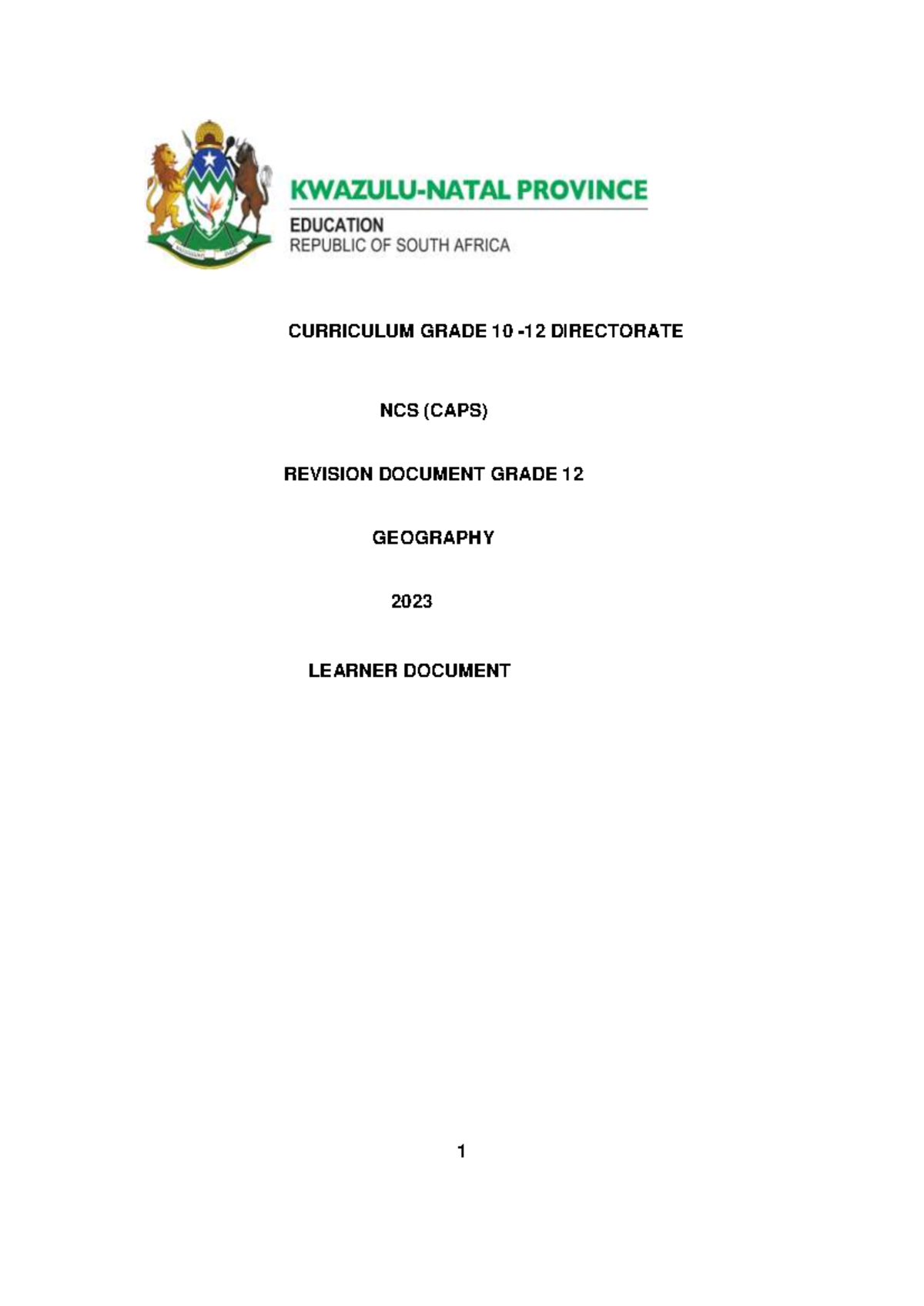 2023 Grade 12 Learner Revision Document - CURRICULUM GRADE 10 - 12 ...
