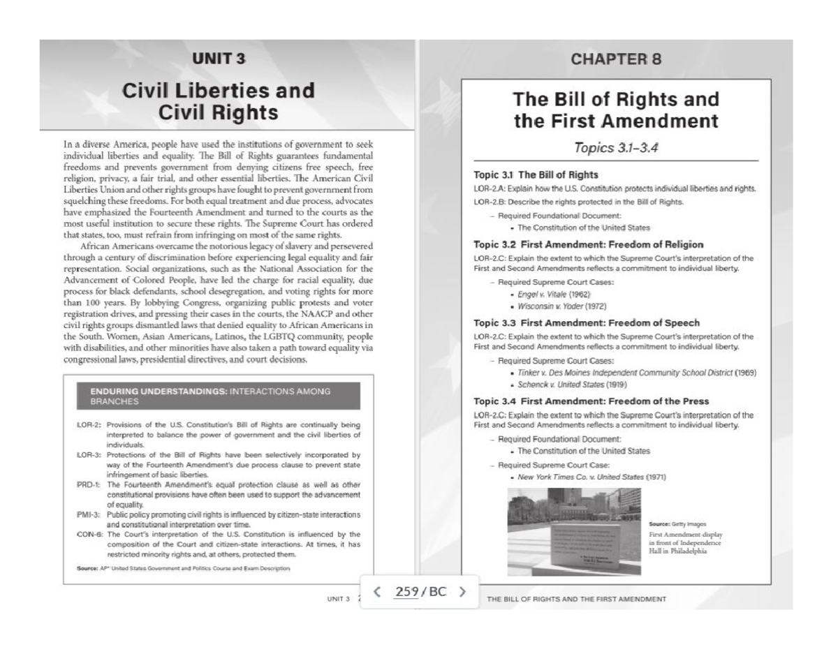Topic 3 - Reading Passage - UNIT 3 CHAPTER 8 Civil Liberties and The ...