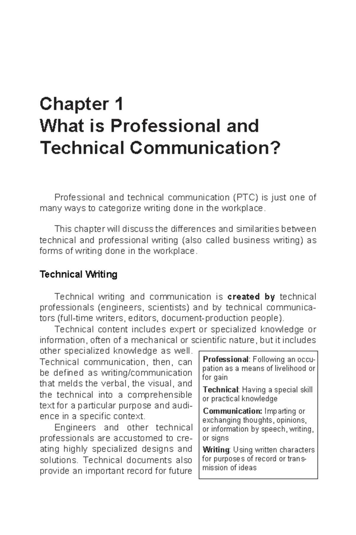 Ed10 RAWWr Ch1 - chapter 1 - Chapter 1 What is Professional and Technical Communication? - Studocu