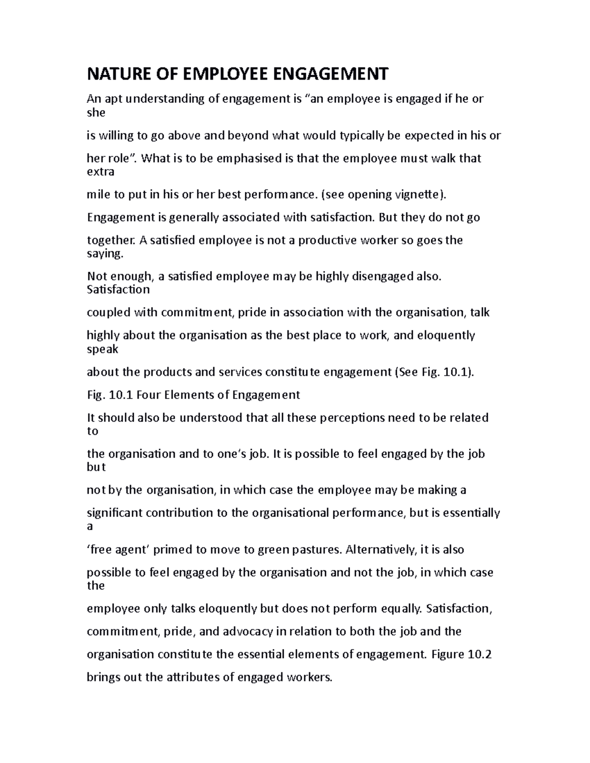 Nature OF Employee Engagement notes - NATURE OF EMPLOYEE ENGAGEMENT An ...