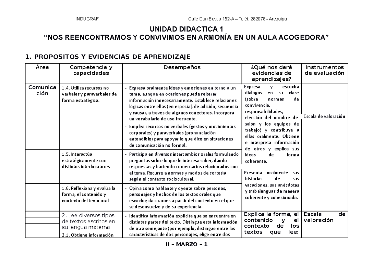 Unidad Didáctica - 2° - jjhhj - UNIDAD DIDACTICA 1 “NOS REENCONTRAMOS Y ...