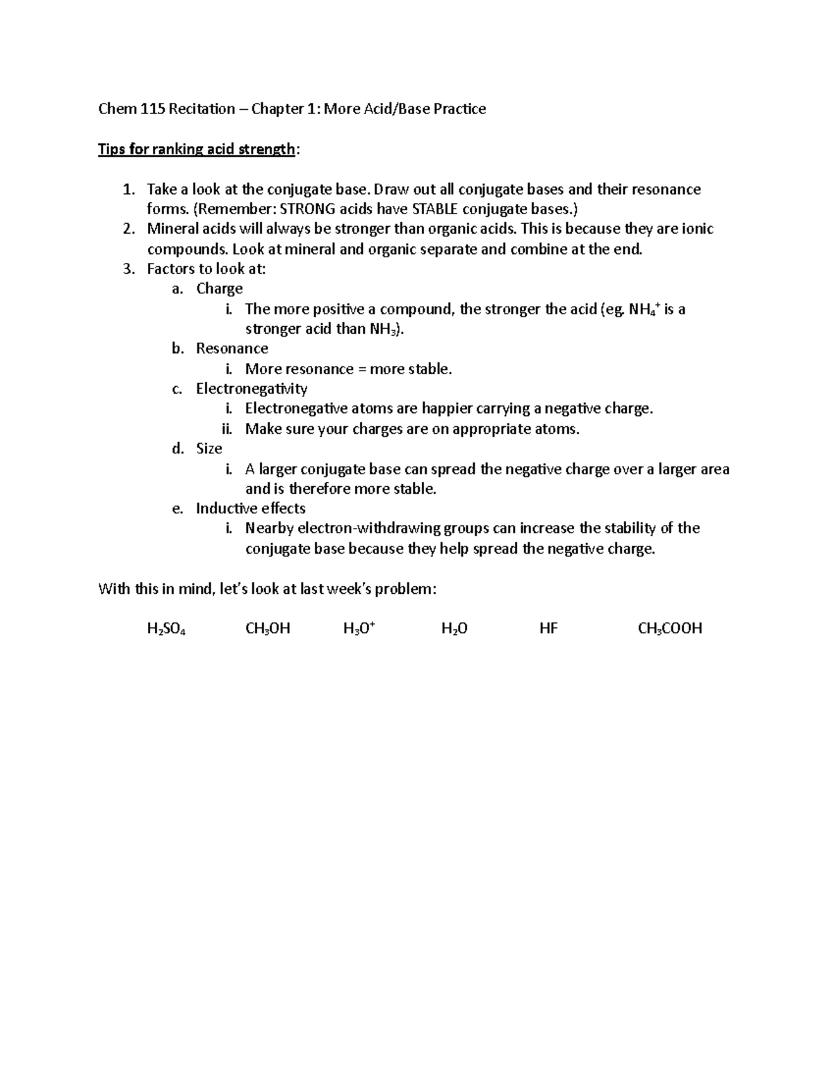 Chapter 1A - Recitation Worksheets Practice Problems - Chem 115 ...