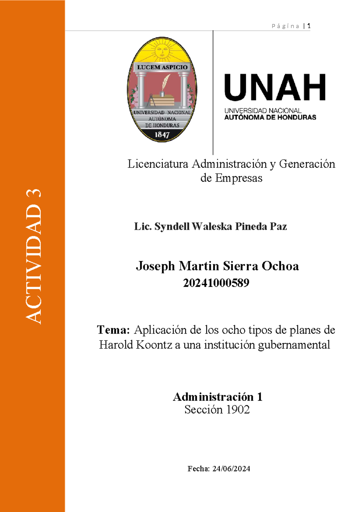 Sierra Joseph U2T1a1 - n/a - Licenciatura Administración y Generación ...