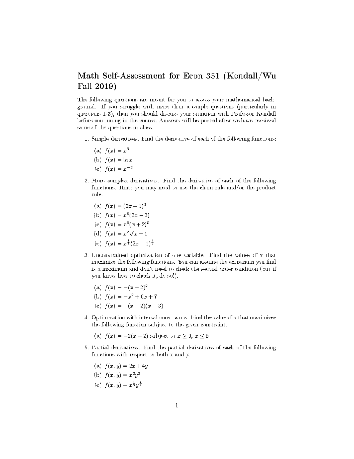 Math-Self-Assessment - t ss ss♠ ♥t ♦r ♦♥ ♥ - Studocu