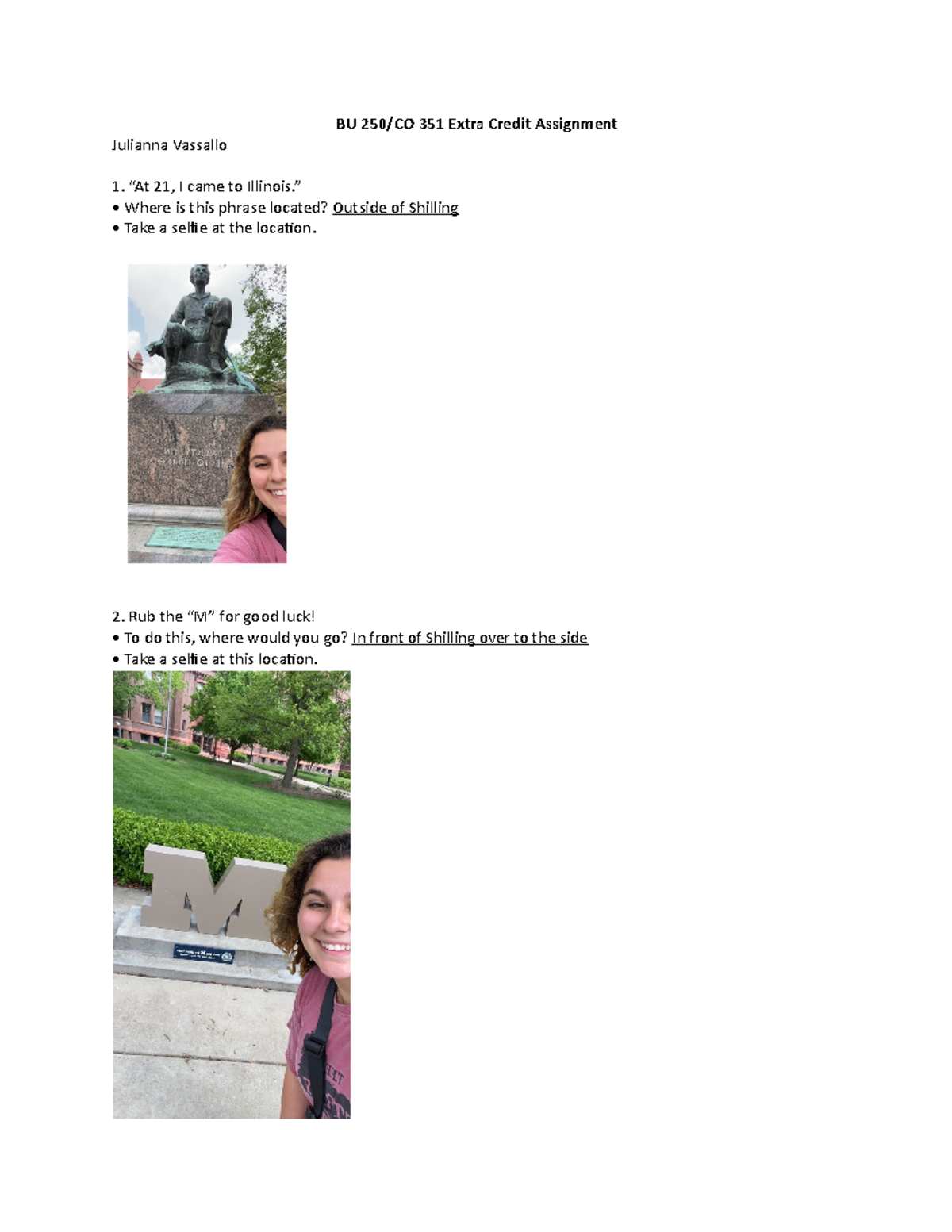 BU250 Extra Credit Assignment - BU 250/CO 351 Extra Credit Assignment ...