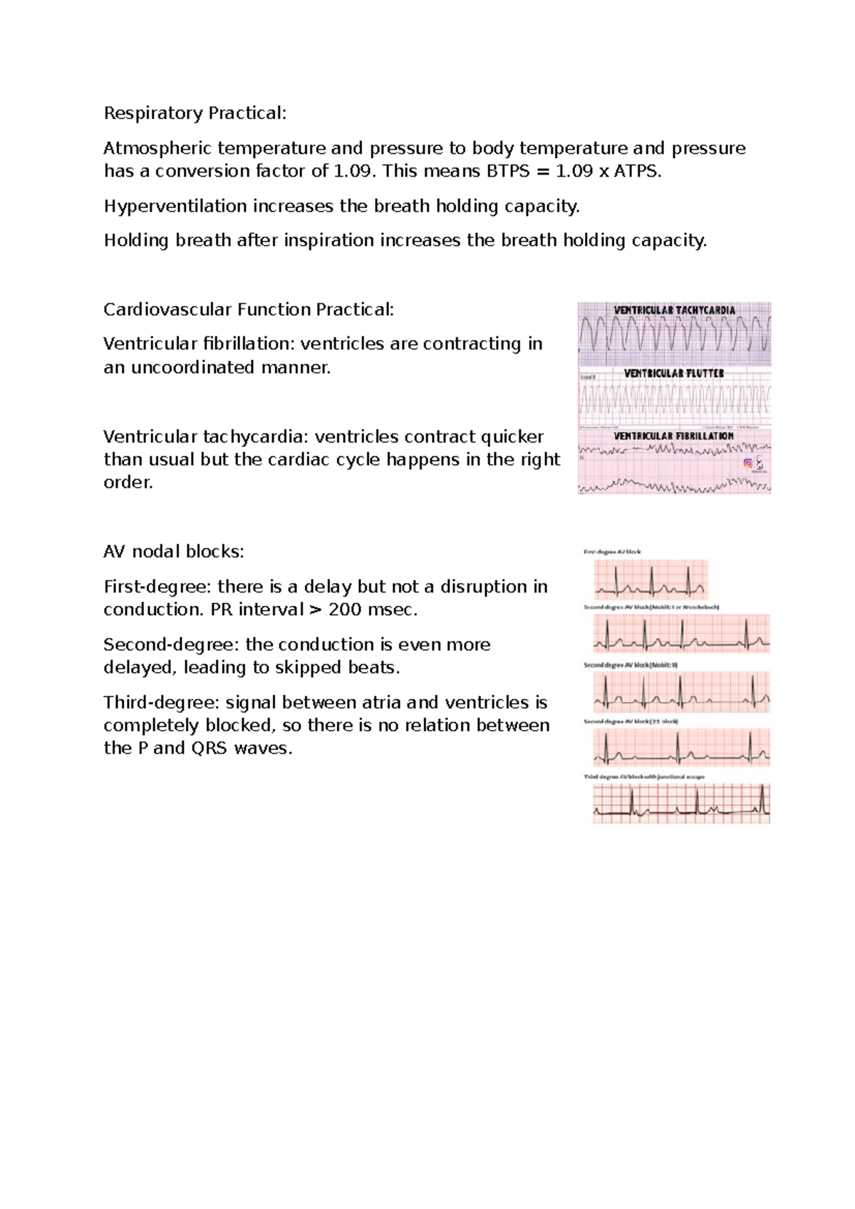 Respiratory and CV practical notes - Respiratory Practical: Atmospheric ...