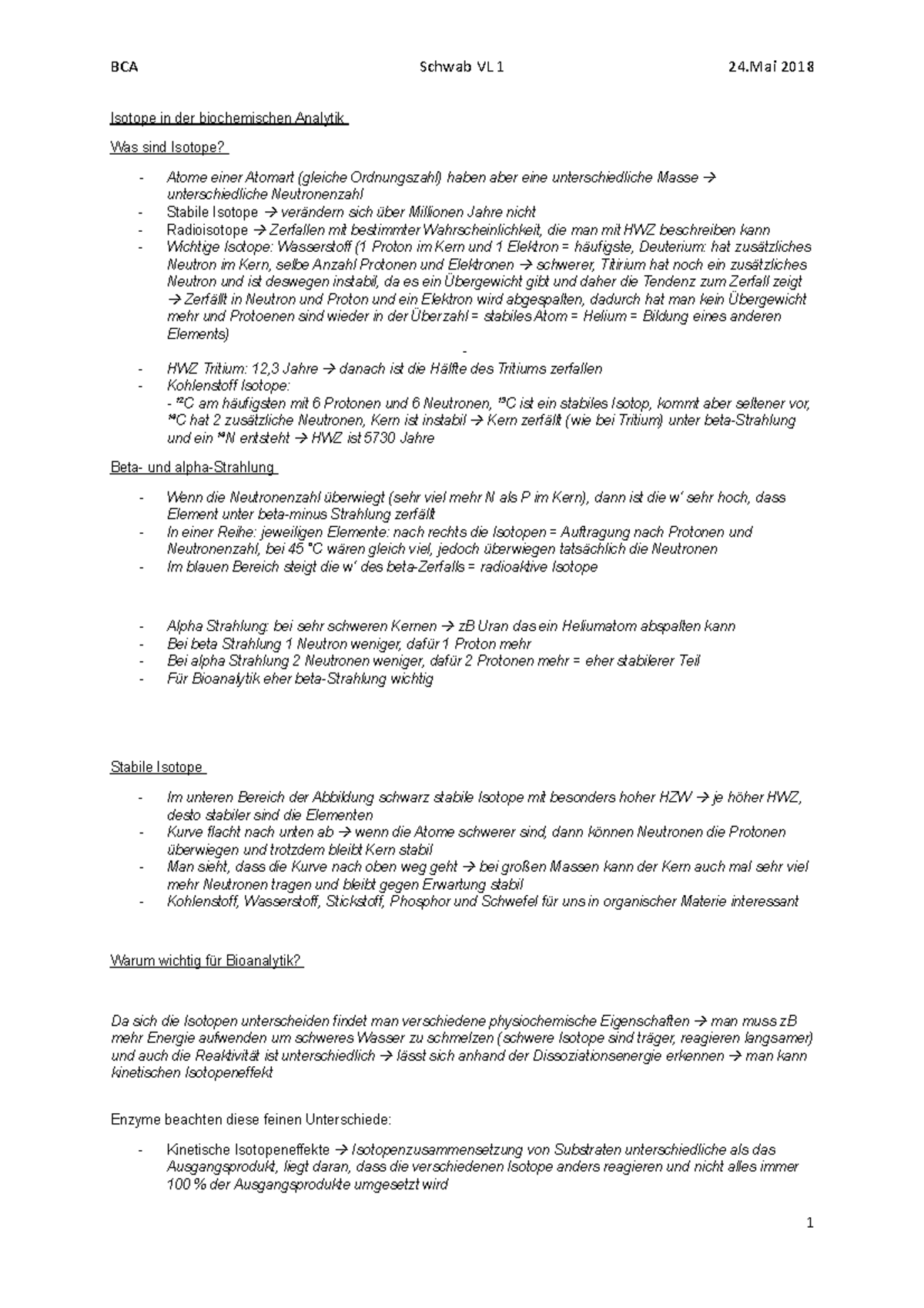 Biochemische Analytik Schwab MBT VL 1 - VL in der biochemischen sind ...