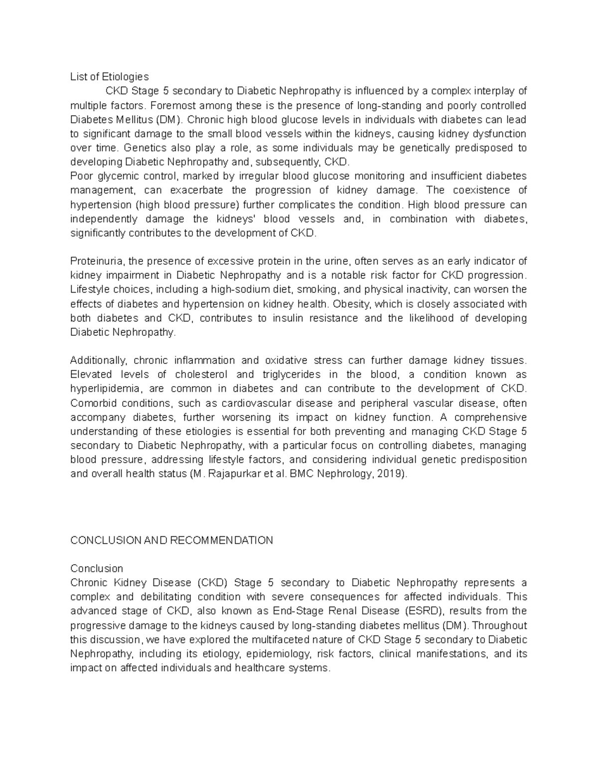 Case study CKD sec/to DM Neph - List of Etiologies CKD Stage 5 ...