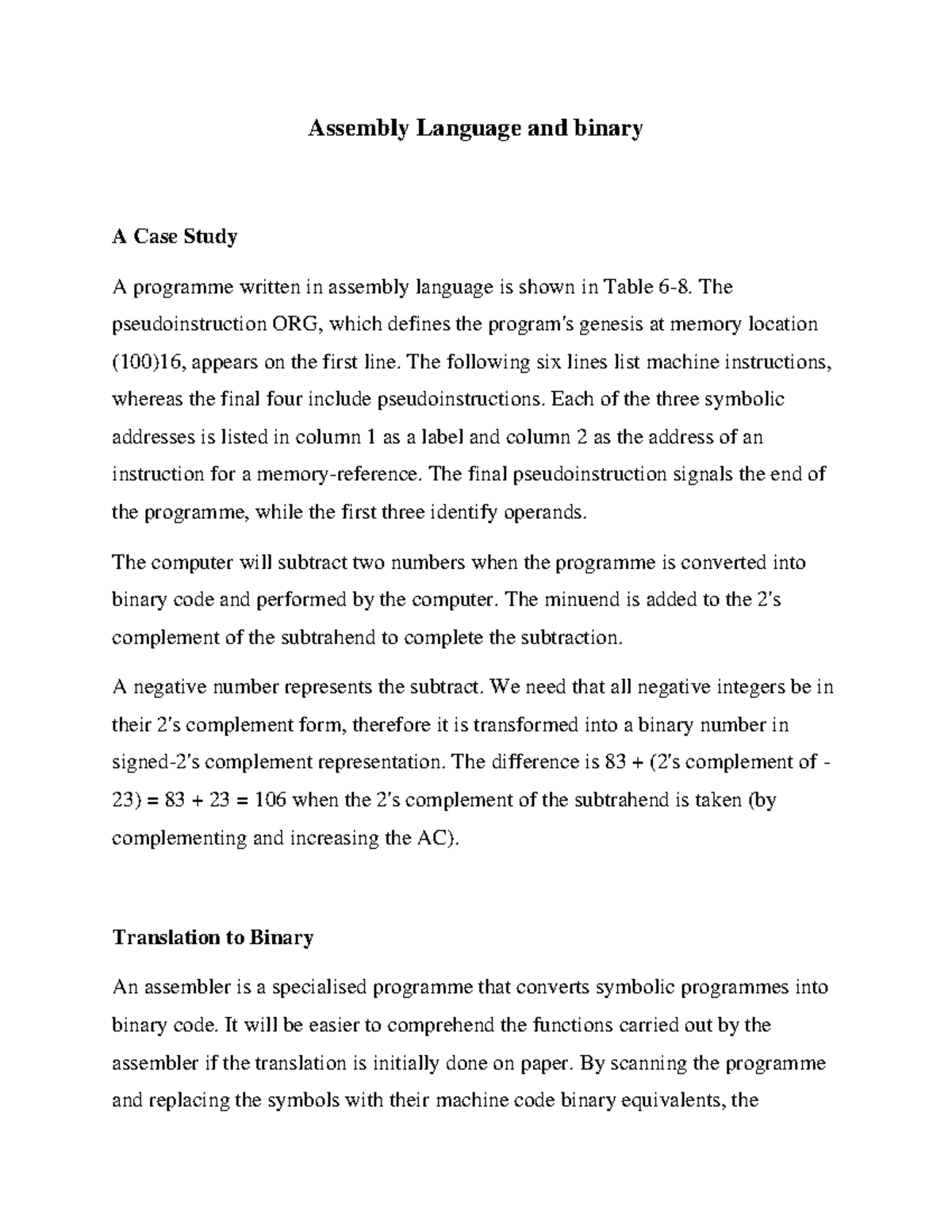 Assembly Language and translating to binary - Assembly Language and ...